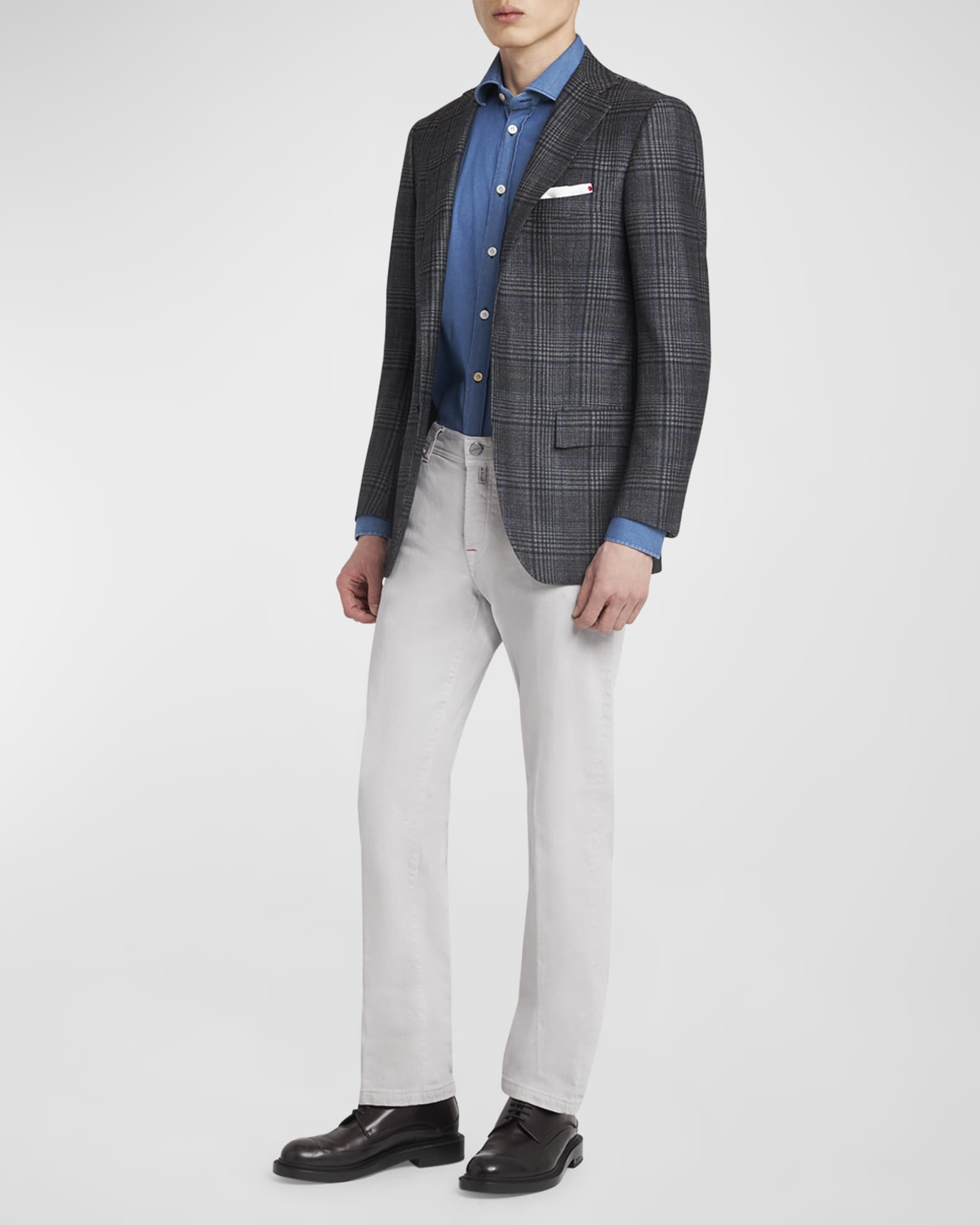 Kiton Men's Plaid Wool-Cashmere Sport Coat | Neiman Marcus