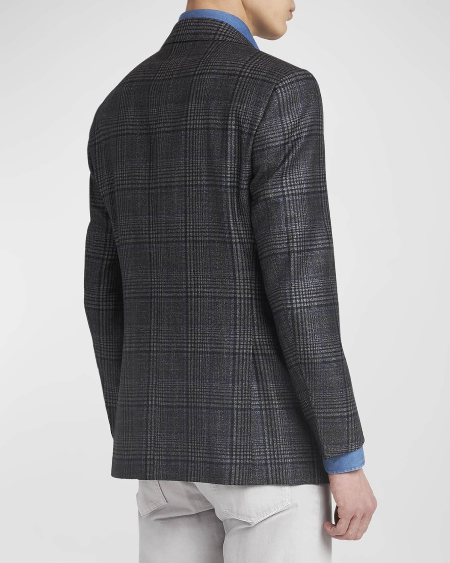 Kiton Men's Plaid Wool-Cashmere Sport Coat | Neiman Marcus