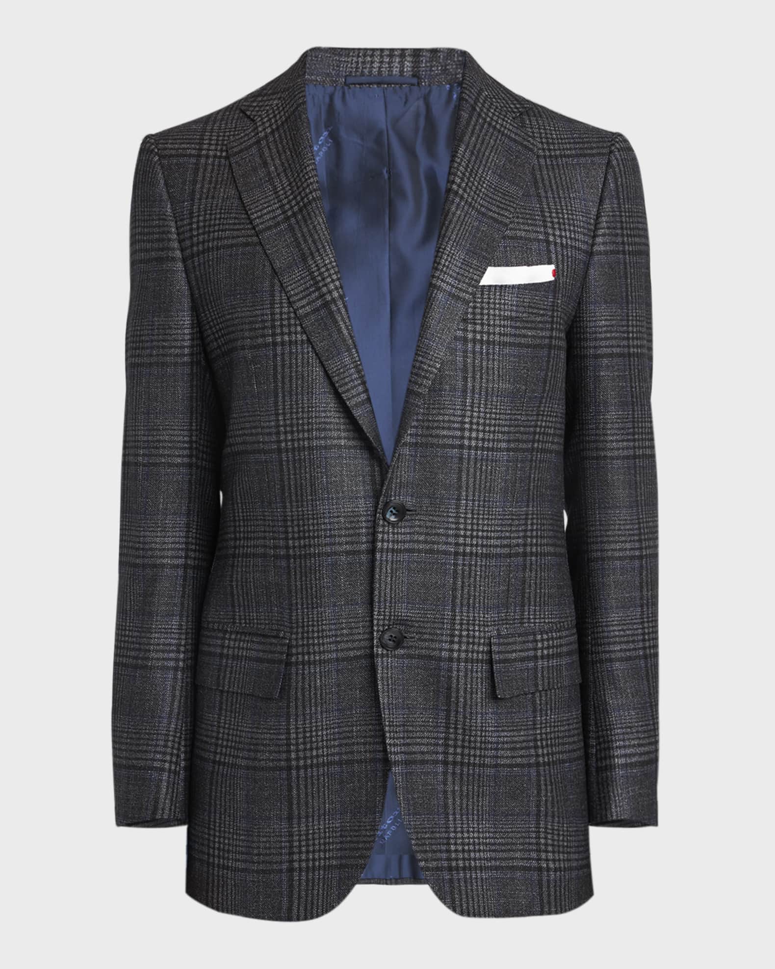 Kiton Men's Plaid Wool-Cashmere Sport Coat | Neiman Marcus