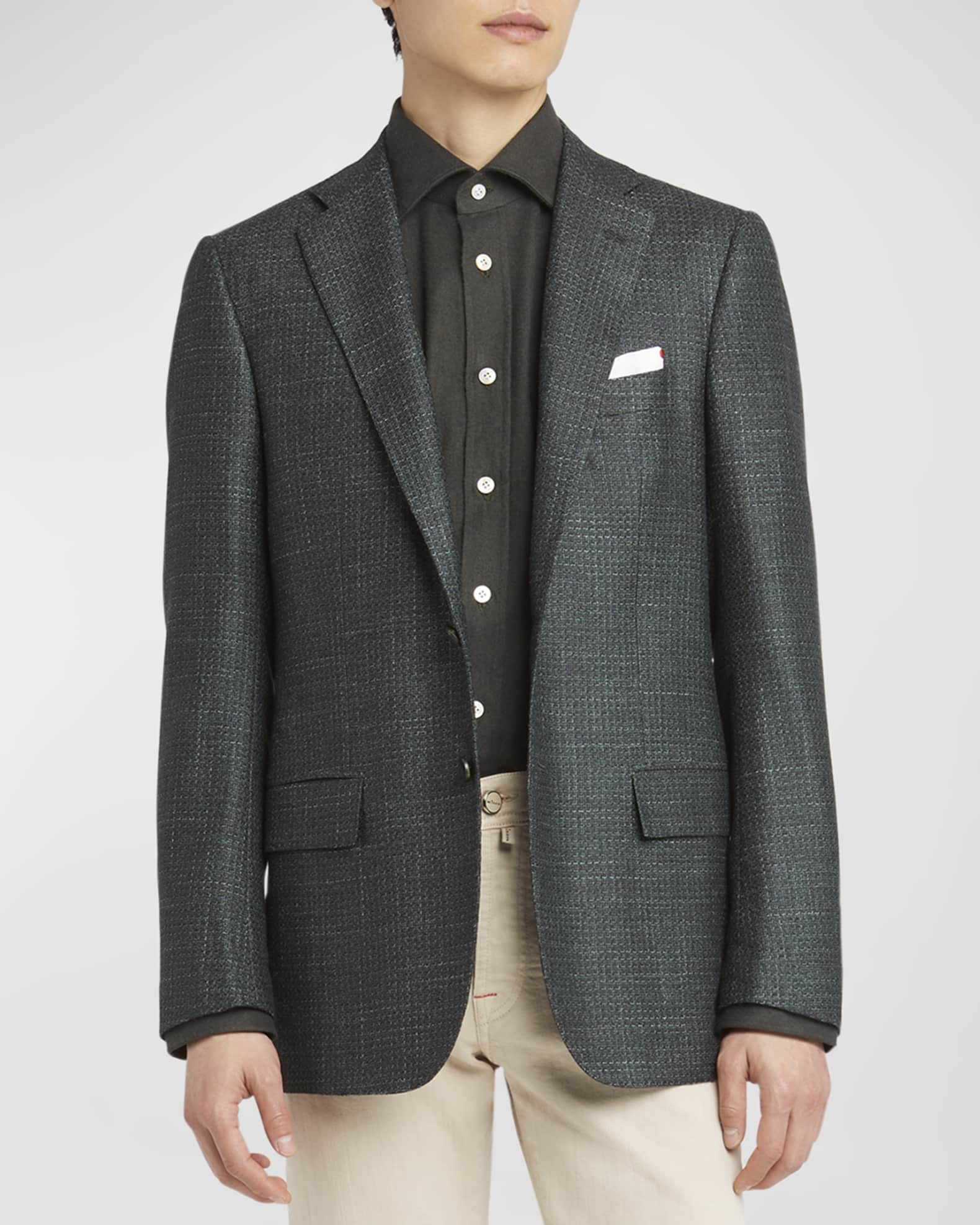 Kiton Men's Cashmere-Wool Textured Blazer | Neiman Marcus