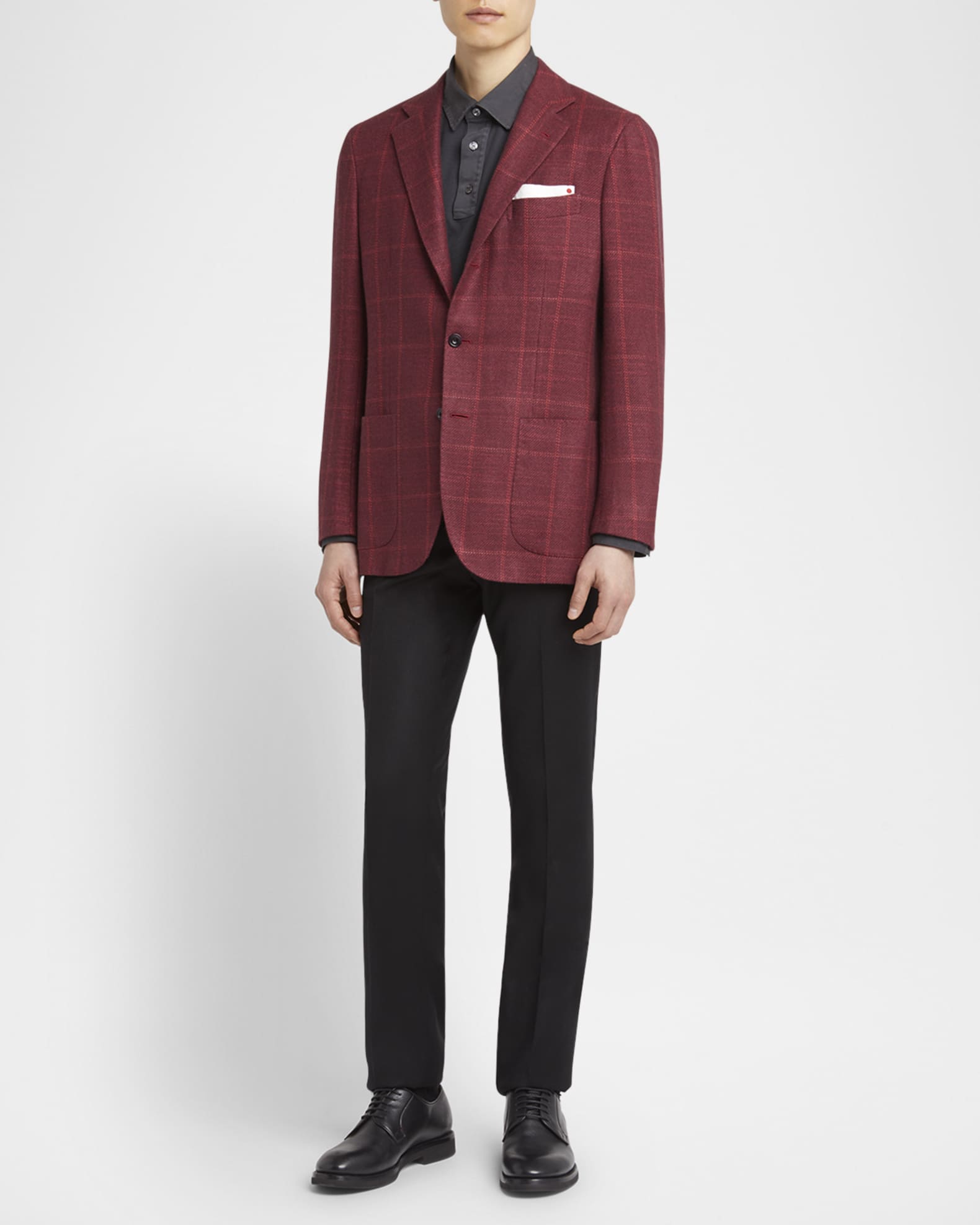 Kiton Men's Cashmere Tonal Windowpane Sport Coat | Neiman Marcus