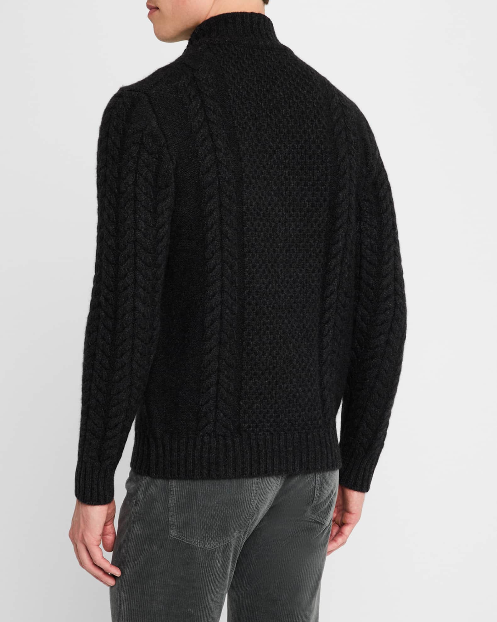 Kiton Men's Cashmere Cable Knit Full-Zip Sweater | Neiman Marcus
