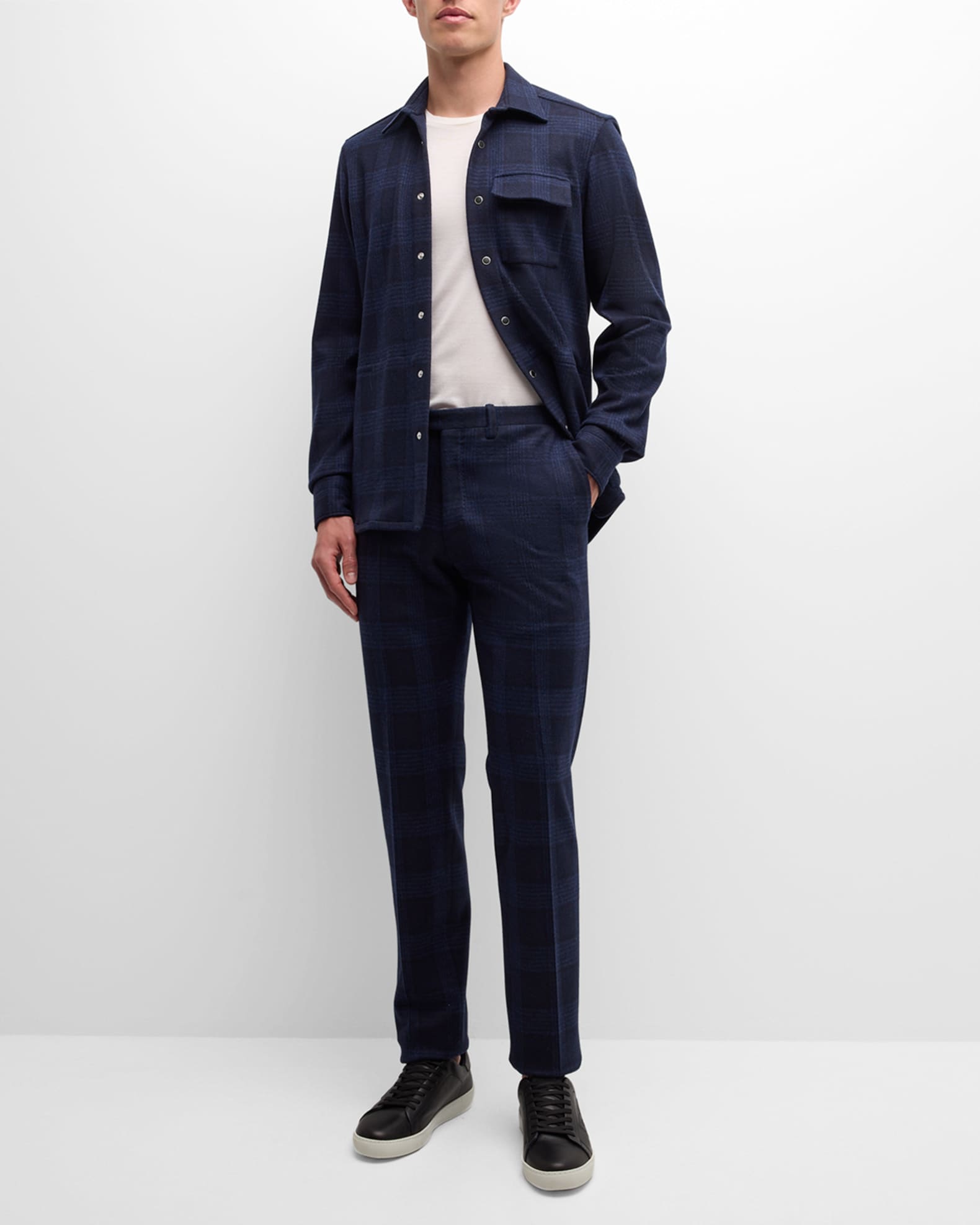 Kiton Men's Wool Plaid Overshirt | Neiman Marcus