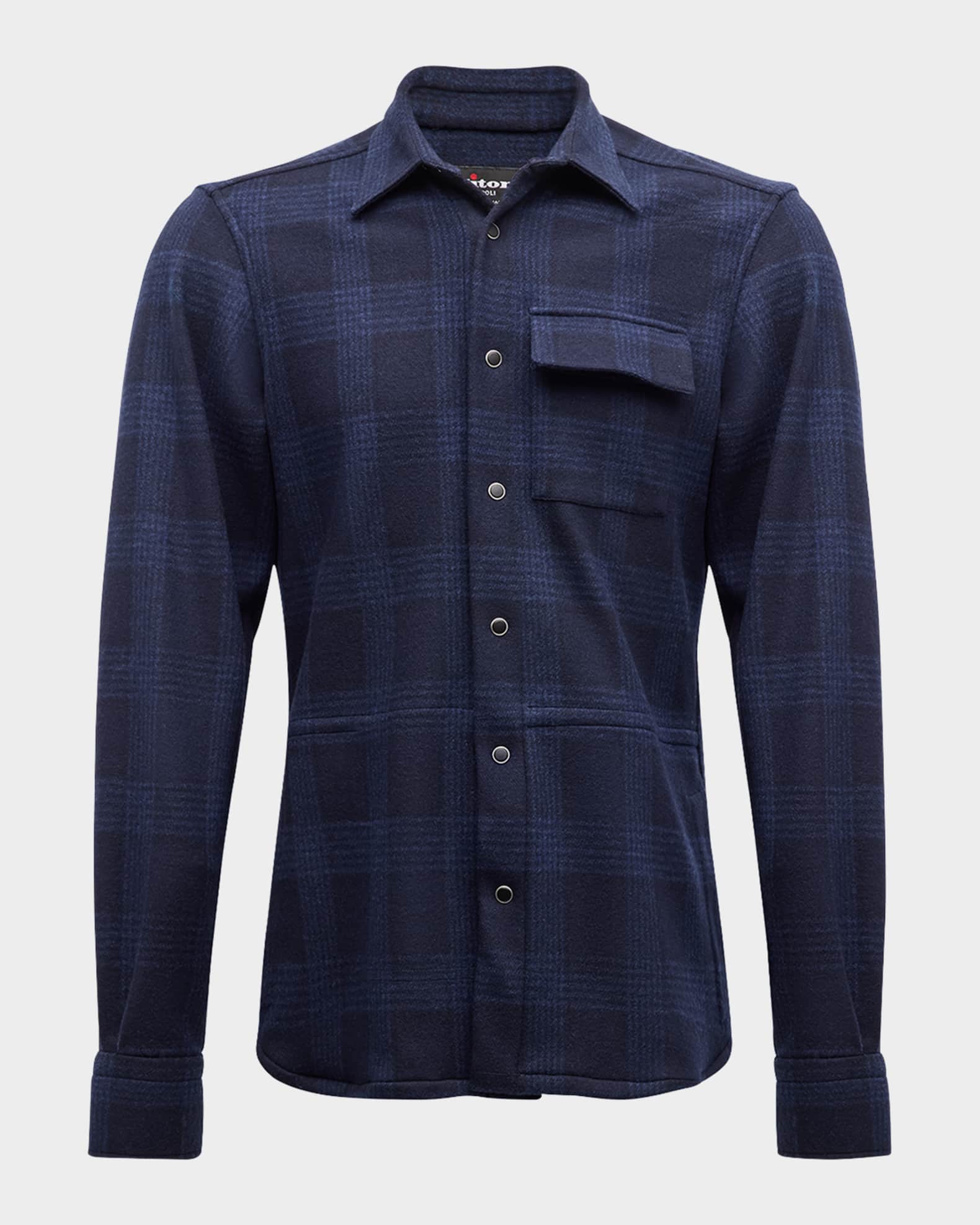 Kiton Men's Wool Plaid Overshirt | Neiman Marcus
