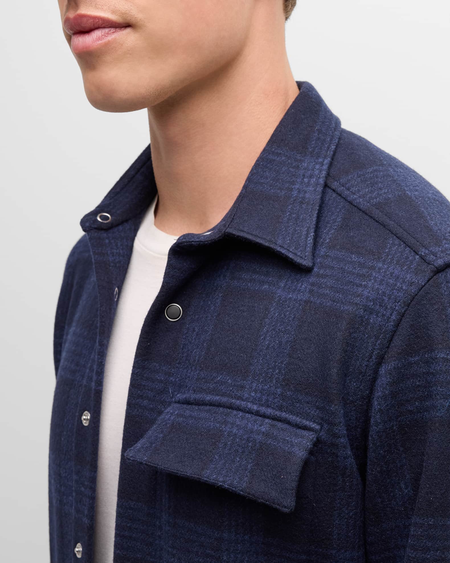 Kiton Men's Wool Plaid Overshirt | Neiman Marcus