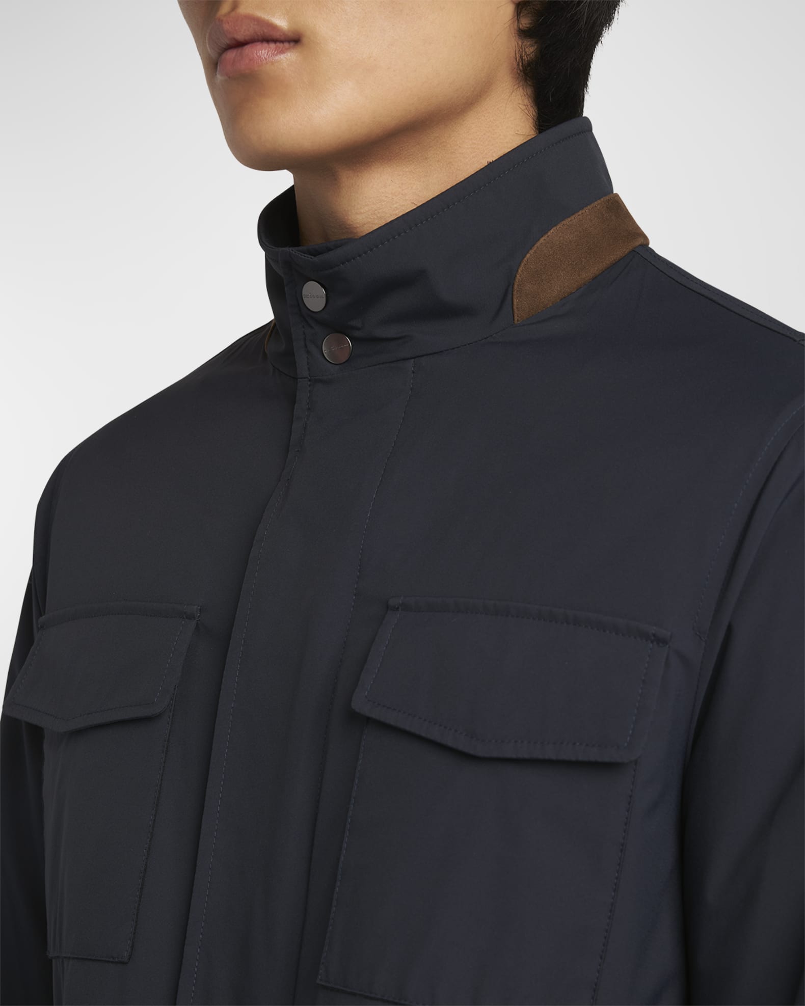 Kiton Men's Nylon Concealed-Zip Field Jacket | Neiman Marcus