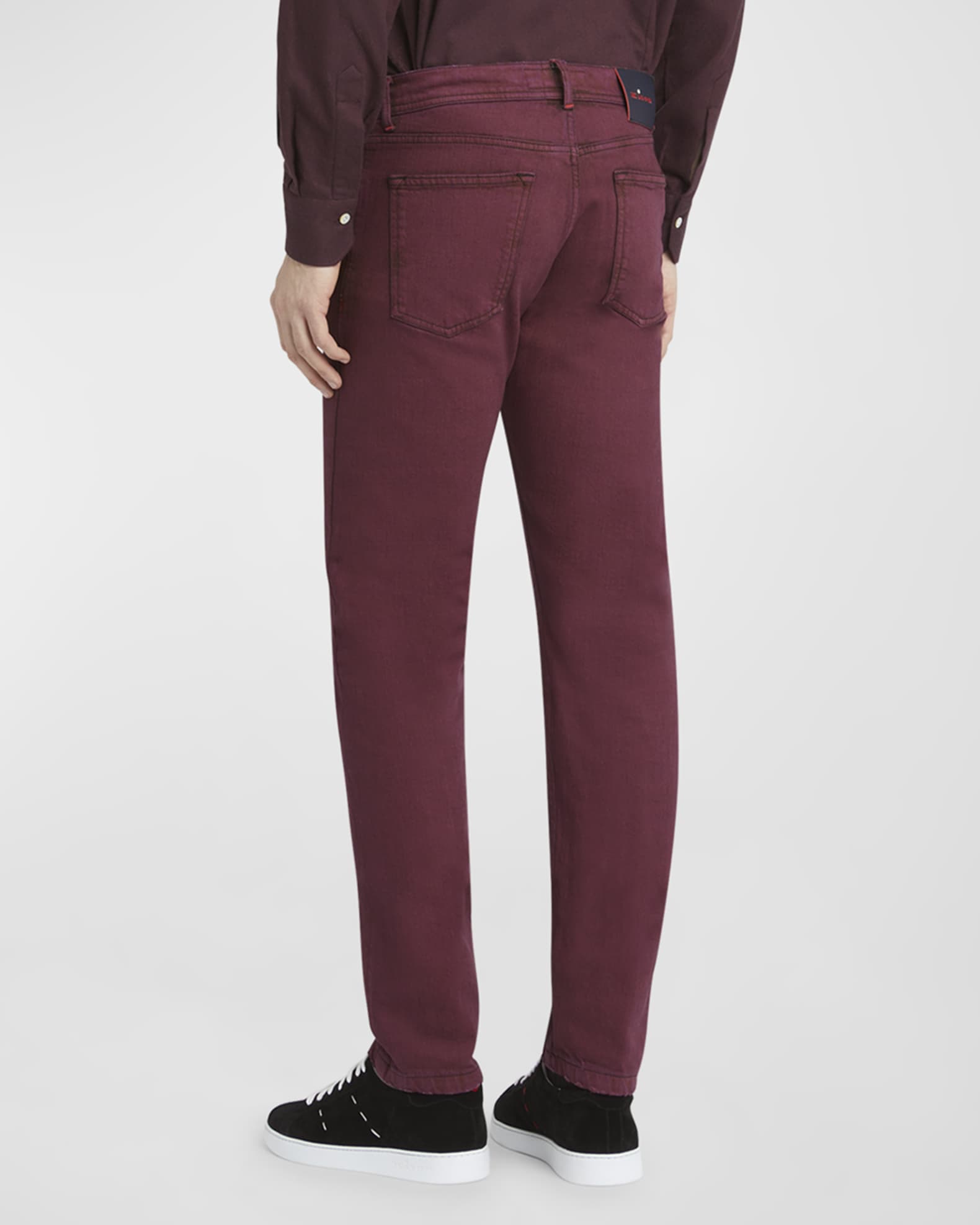 Kiton Men's Burgundy Overdyed Straight-Leg Jeans | Neiman Marcus