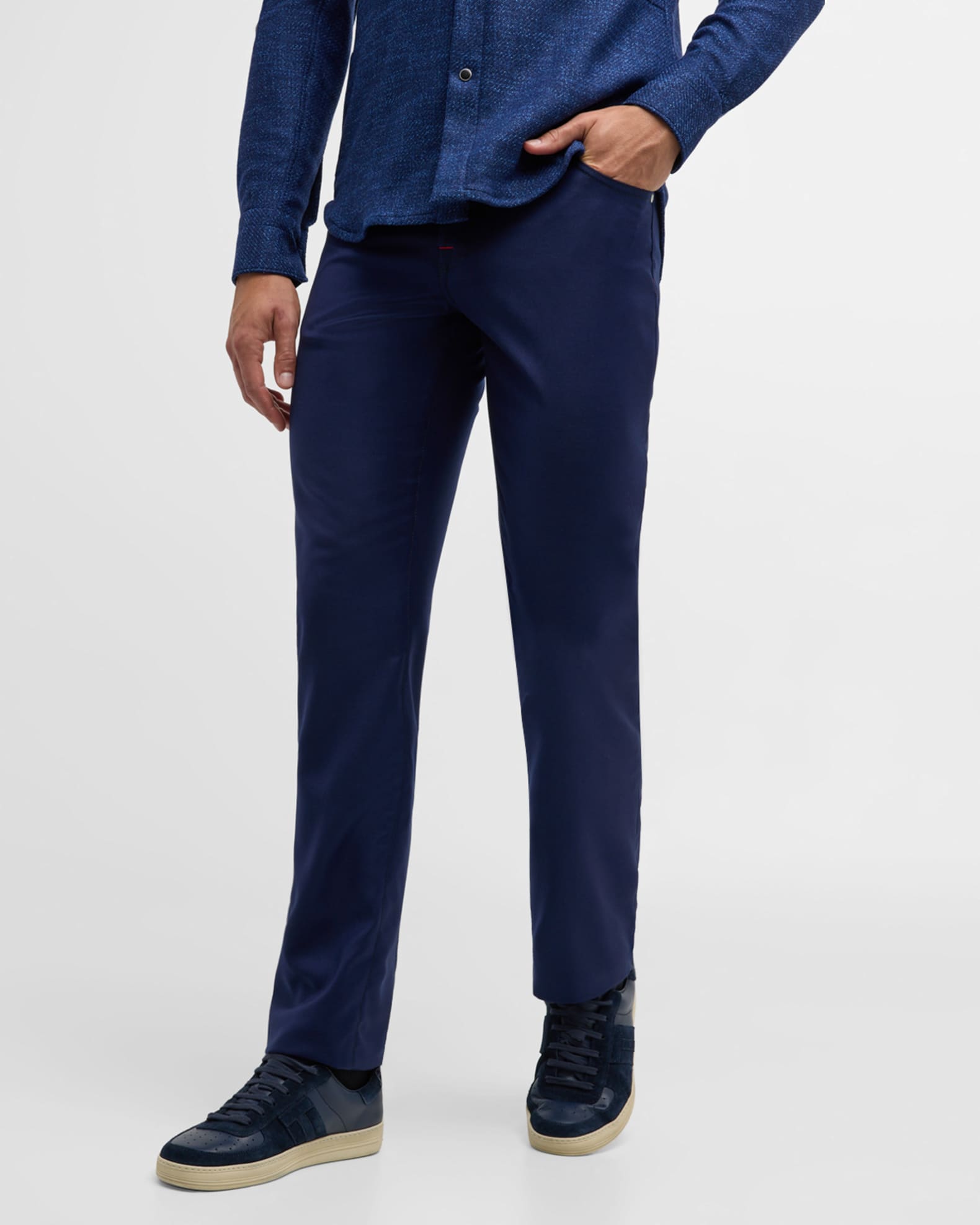Kiton Men's Wool Straight Fit 5-Pocket Pants | Neiman Marcus