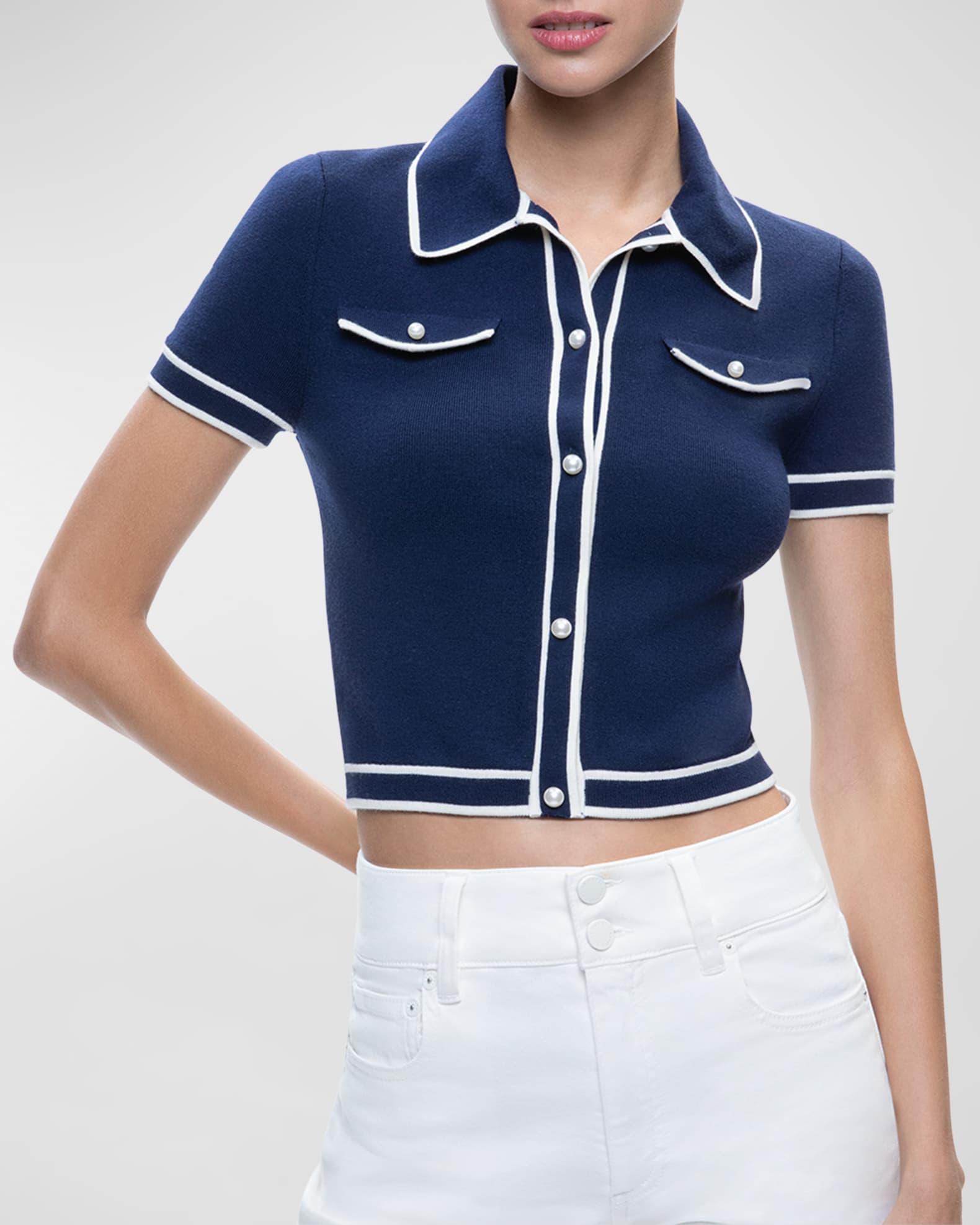 Alice + Olivia Marlena Button-Front Polo | Neiman Marcus