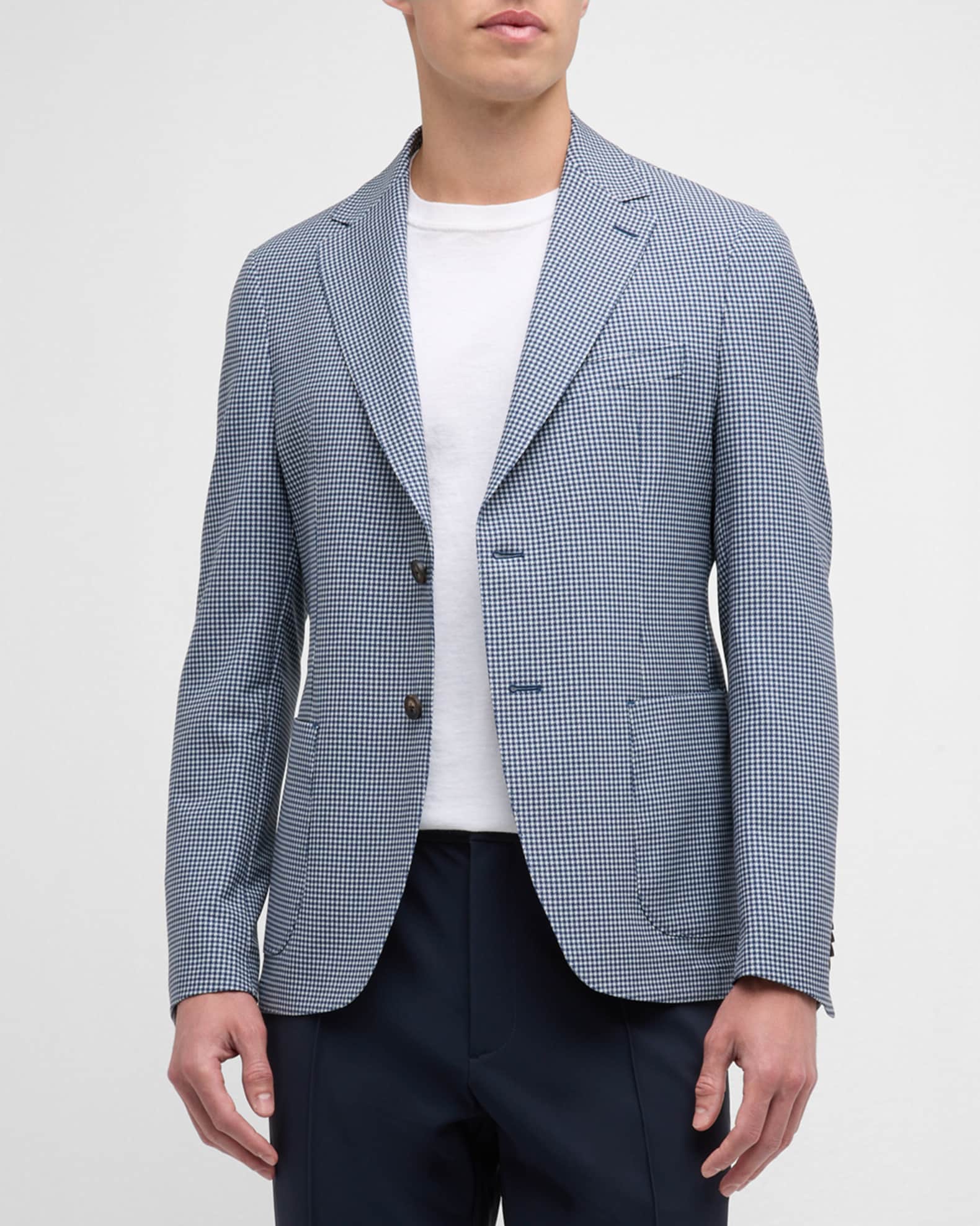 Pal Zileri Men's Micro Effect Houndstooth Jersey Sport Jacket | Neiman Marcus