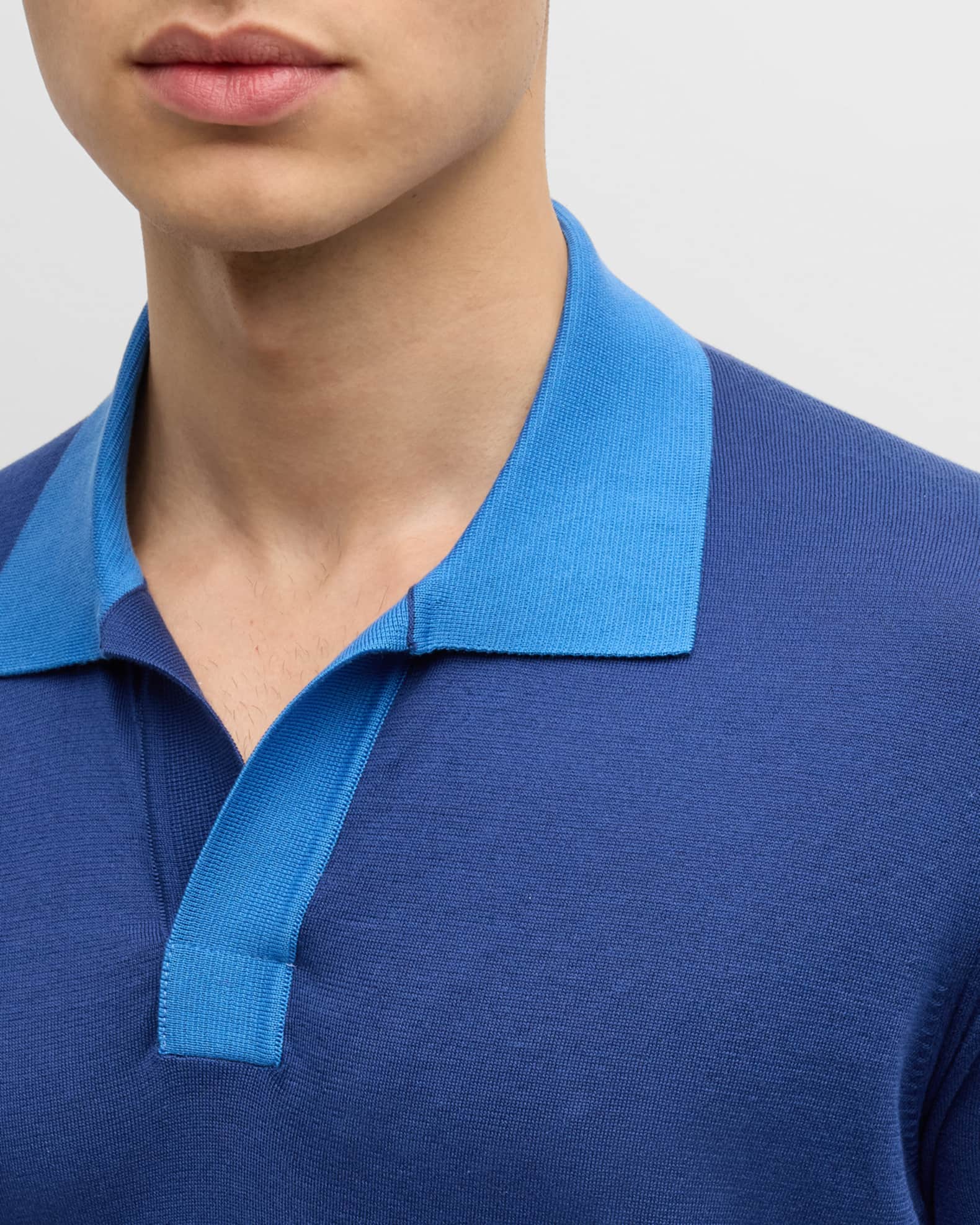 Pal Zileri Men's Contrast-Trim Cotton Polo Shirt | Neiman Marcus