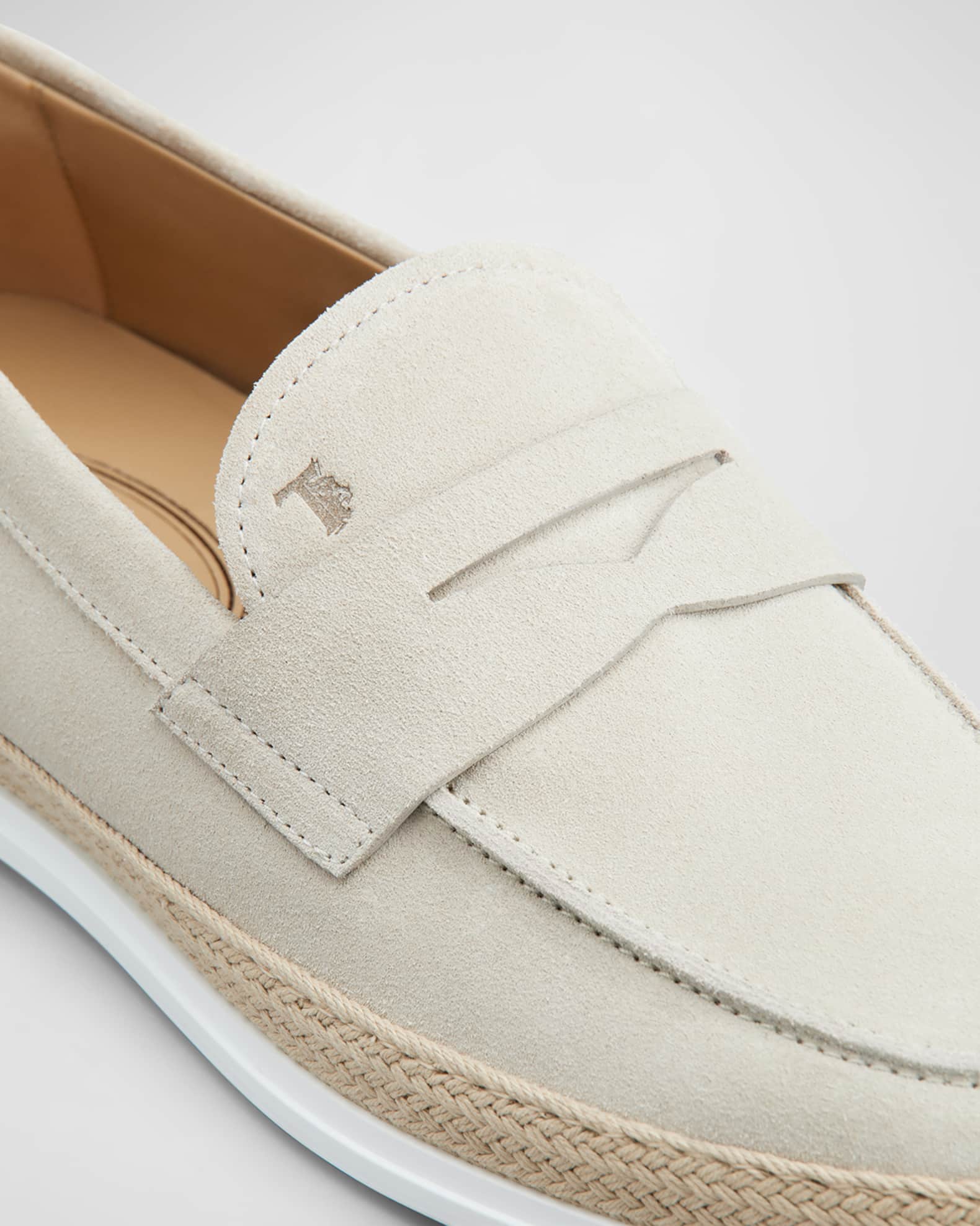 Tod's Men's Mocassino Gomma Rafia TV Suede Loafers | Neiman Marcus