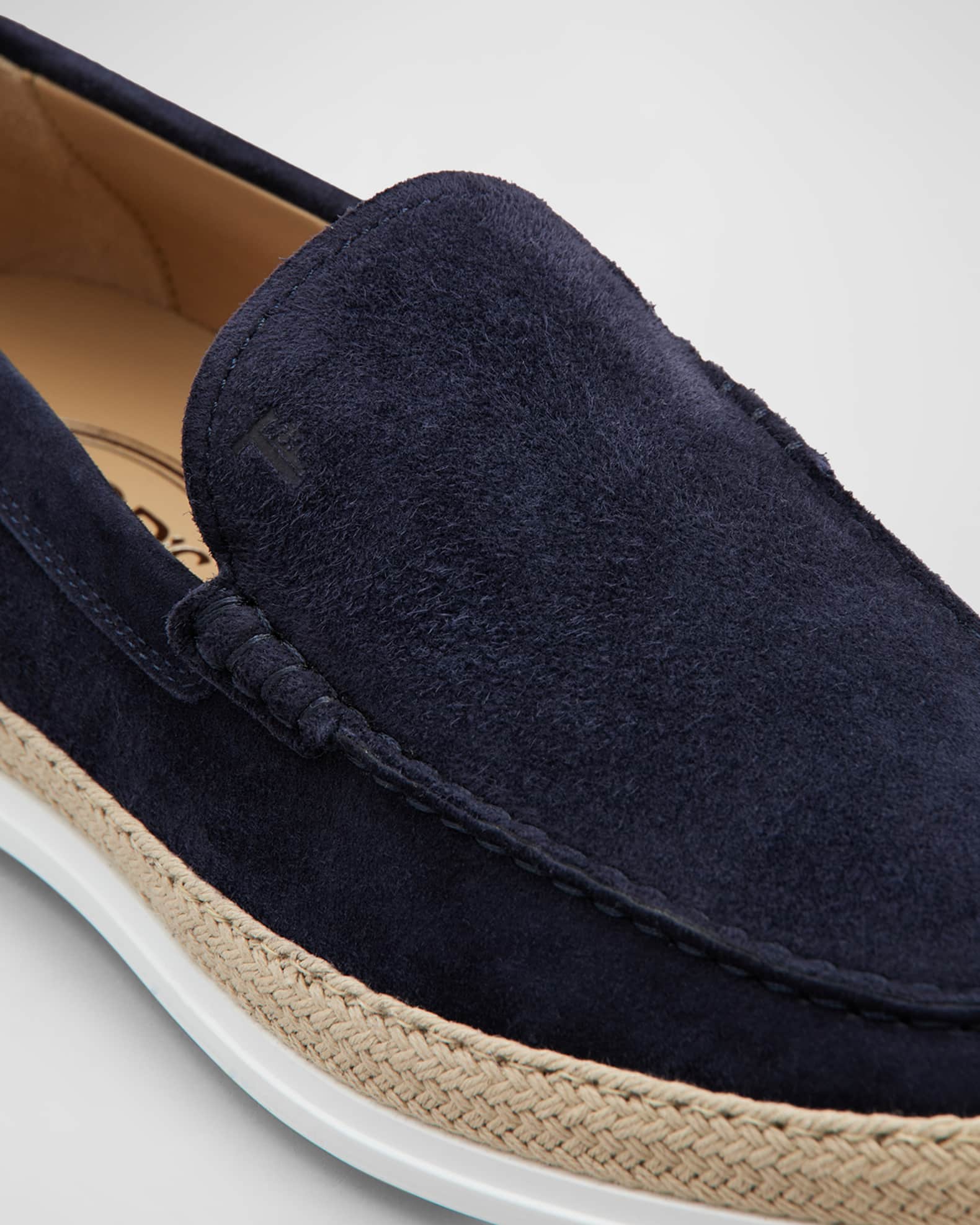 Tod's Men's Pantofola Gomma Rafia TV Suede Loafers | Neiman Marcus