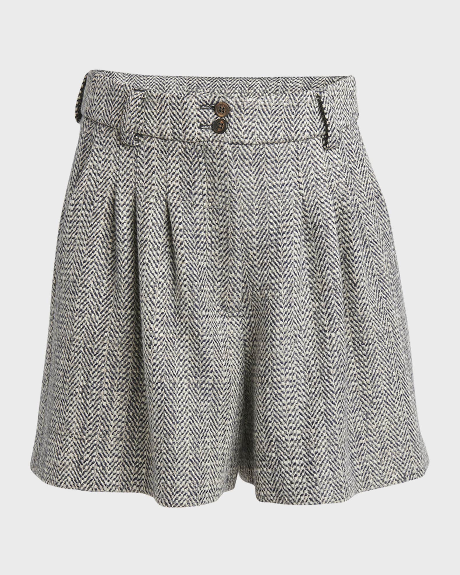 Golden Goose Journey Pleated Herringbone Shorts | Neiman Marcus