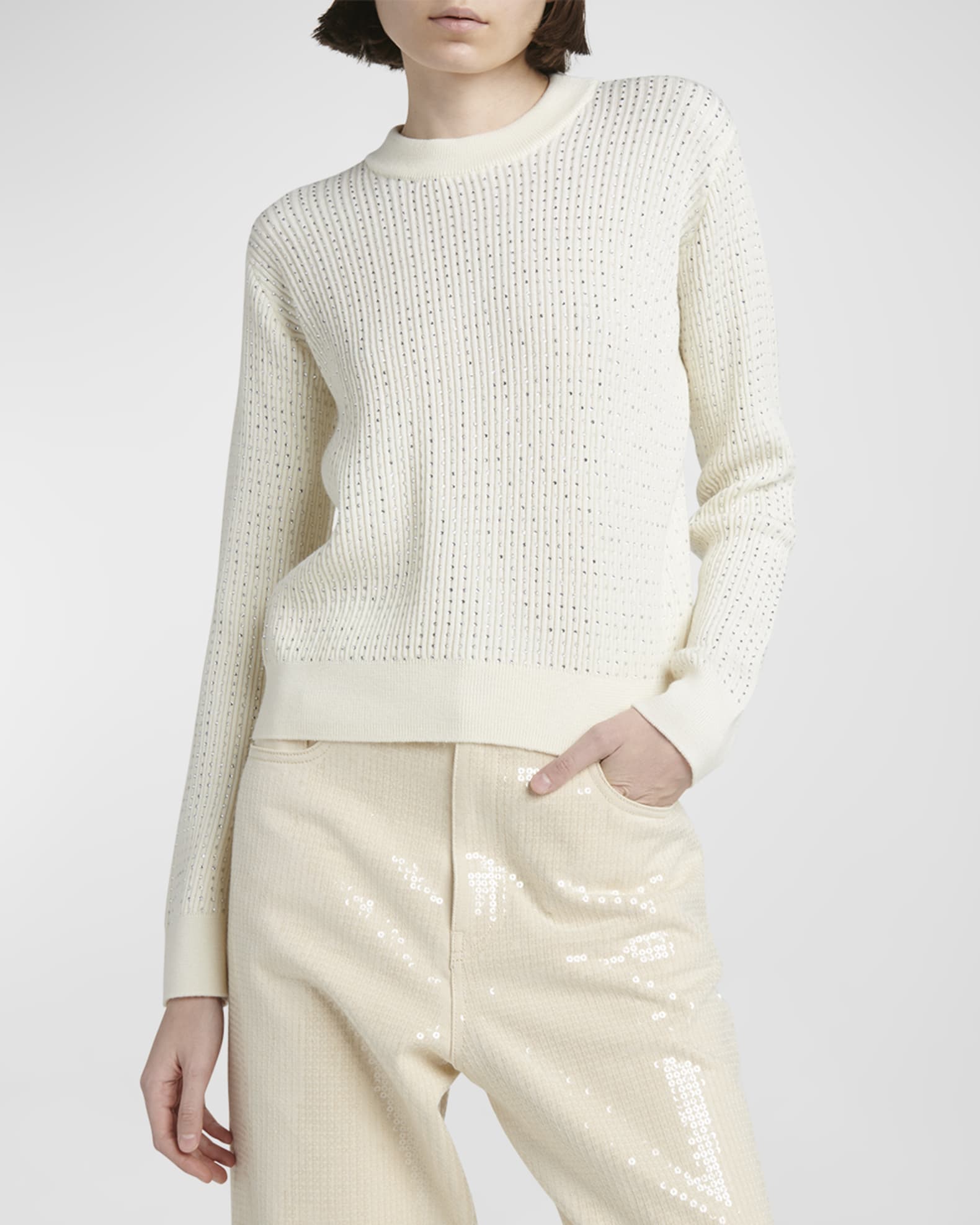 Golden Goose Journey Crewneck Crystal Embellished Sweater | Neiman Marcus
