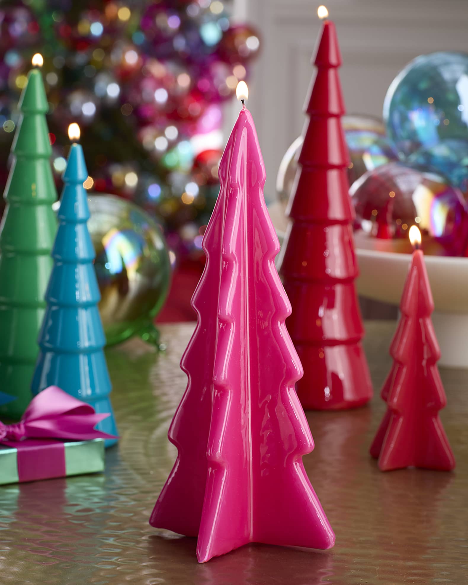 Ceralacca Fuschia Christmas Tree Candle | Neiman Marcus