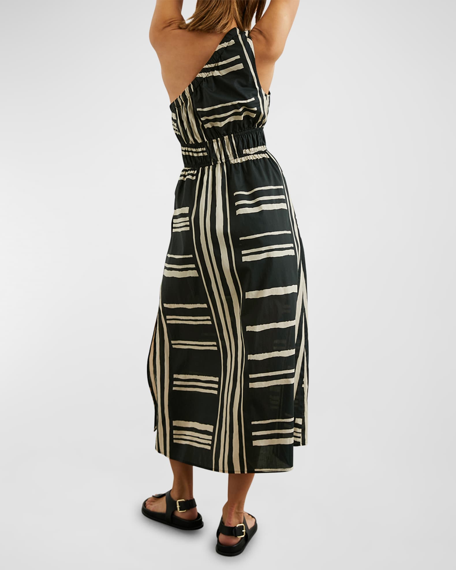 Rails Selani Island Stripe One-Shoulder Midi Dress | Neiman Marcus