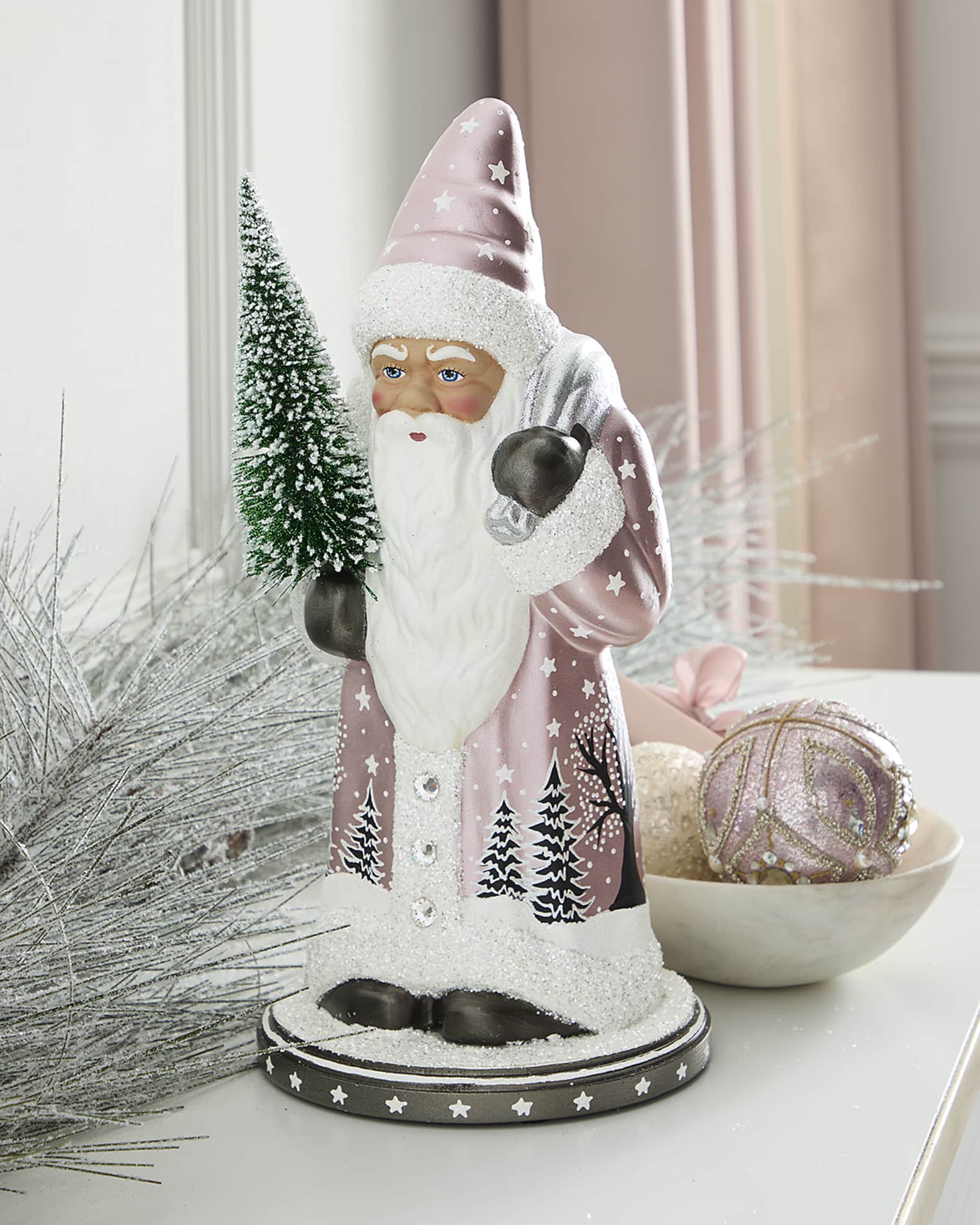 Neiman Marcus Pink Santa with Tree Scene | Neiman Marcus