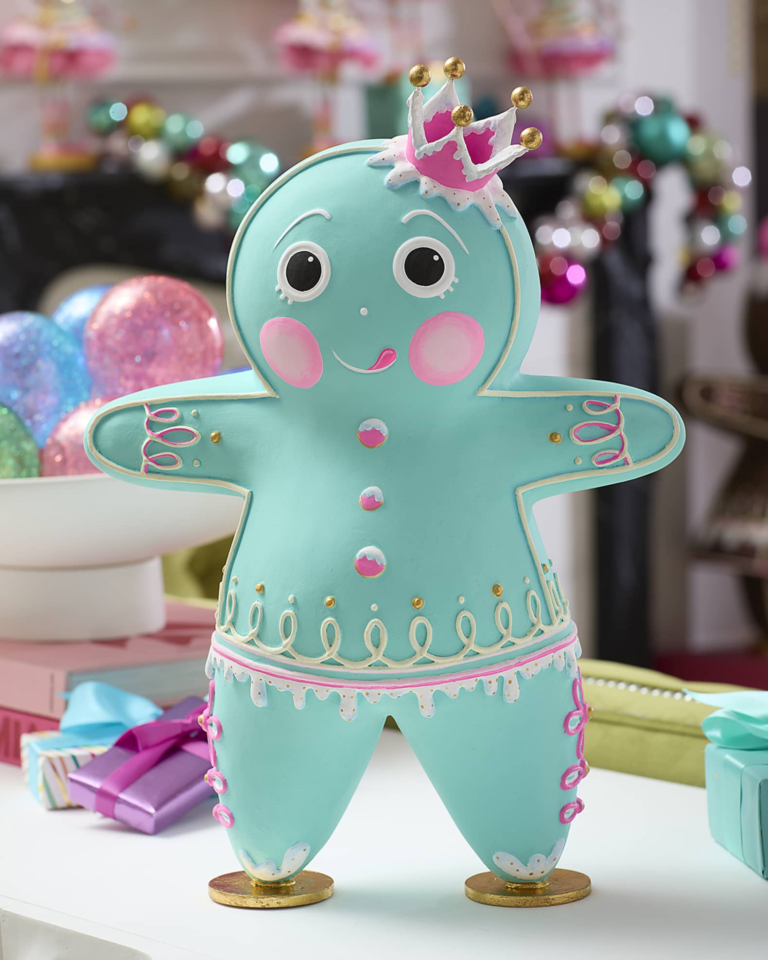 Glitterville Green Rainbow Dippsy Gingerbread Figure, 18" | Neiman Marcus