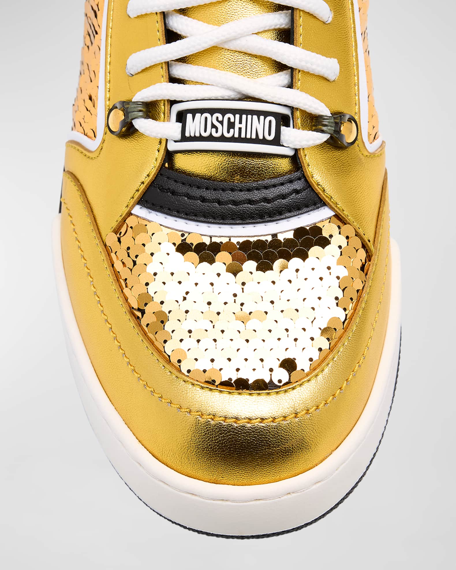 Moschino Men's Metallic Leather and Sequin High-Top Sneakers | Neiman ...