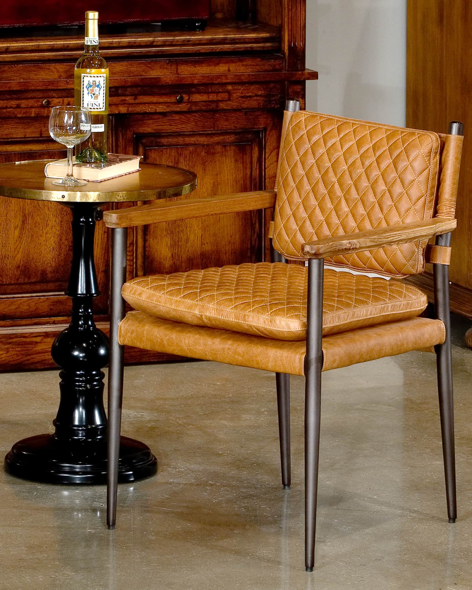 Sarreid Harley Leather Dining Arm Chair | Neiman Marcus