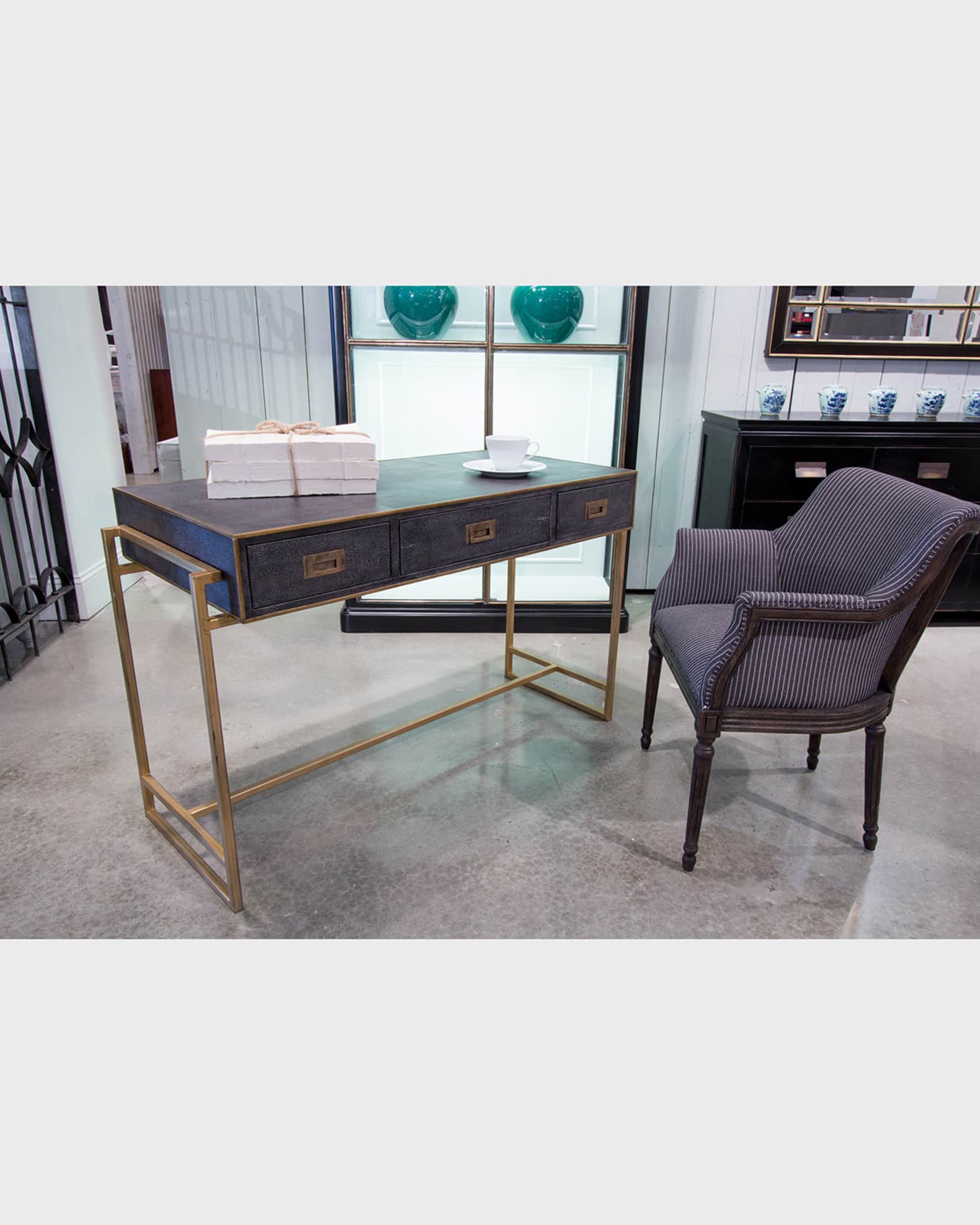 Sarreid Shagreen Leather Desk | Neiman Marcus
