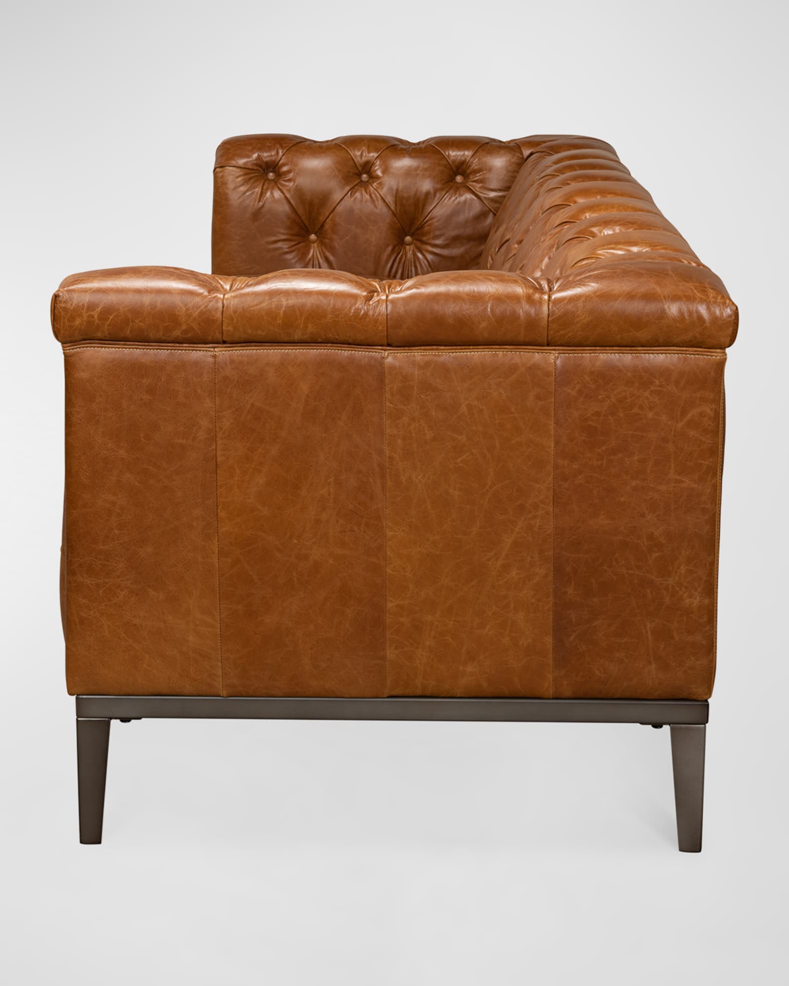 Sarreid Cuba Leather Chesterfield Sofa - 88" | Neiman Marcus