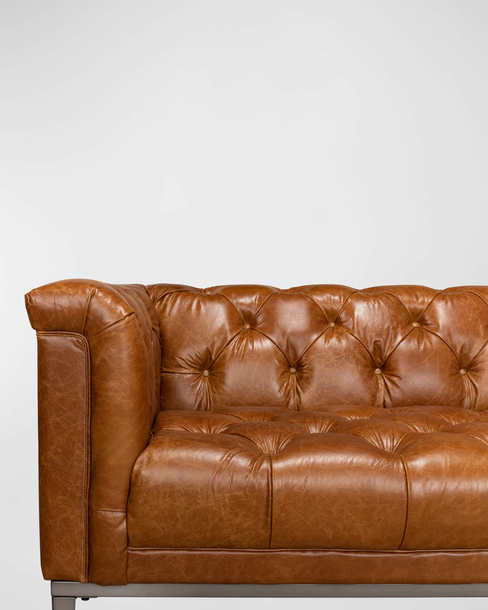 Sarreid Cuba Leather Chesterfield Sofa - 88" | Neiman Marcus