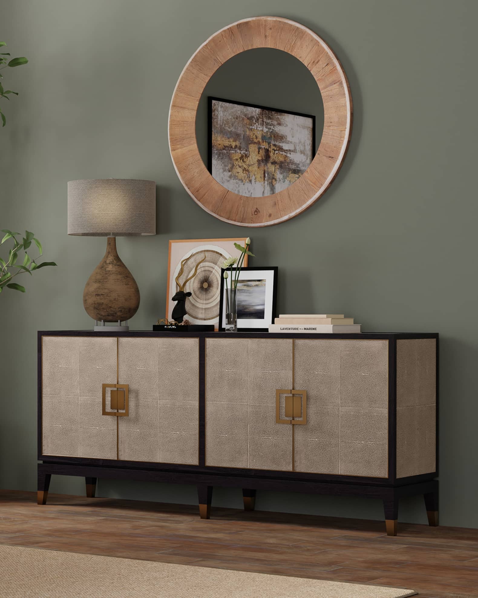 Sarreid Beto 4-Door Faux Shagreen Sideboard | Neiman Marcus