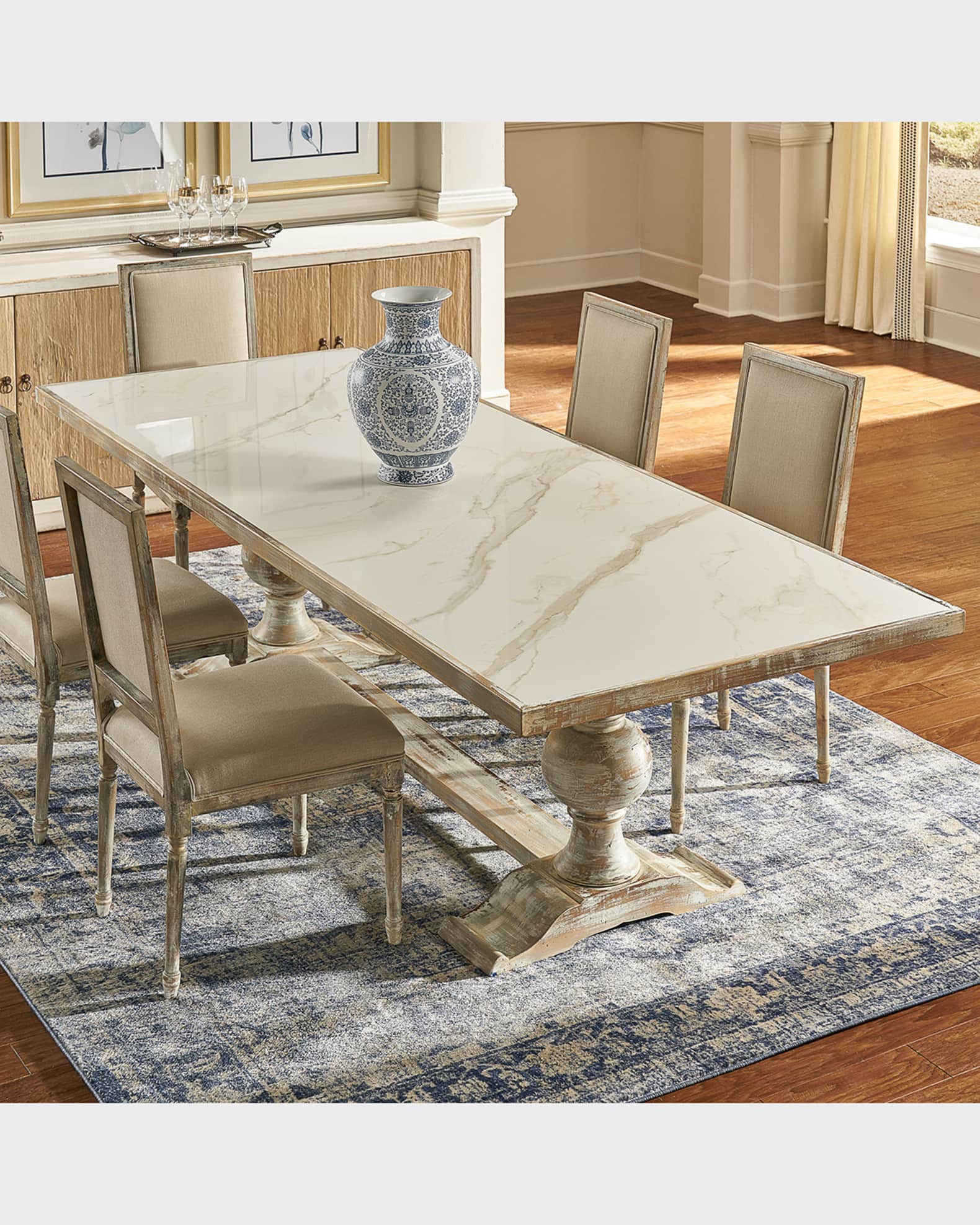 Sarreid Rectangular Faux Marble Dining Table | Neiman Marcus