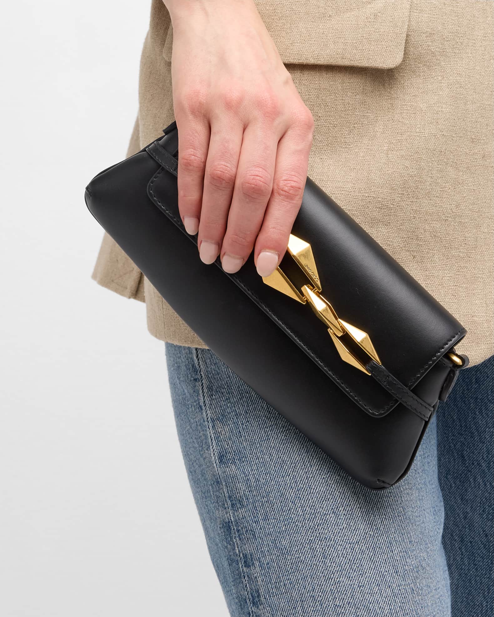 Jimmy Choo Small Diamond Leather Shoulder Bag | Neiman Marcus