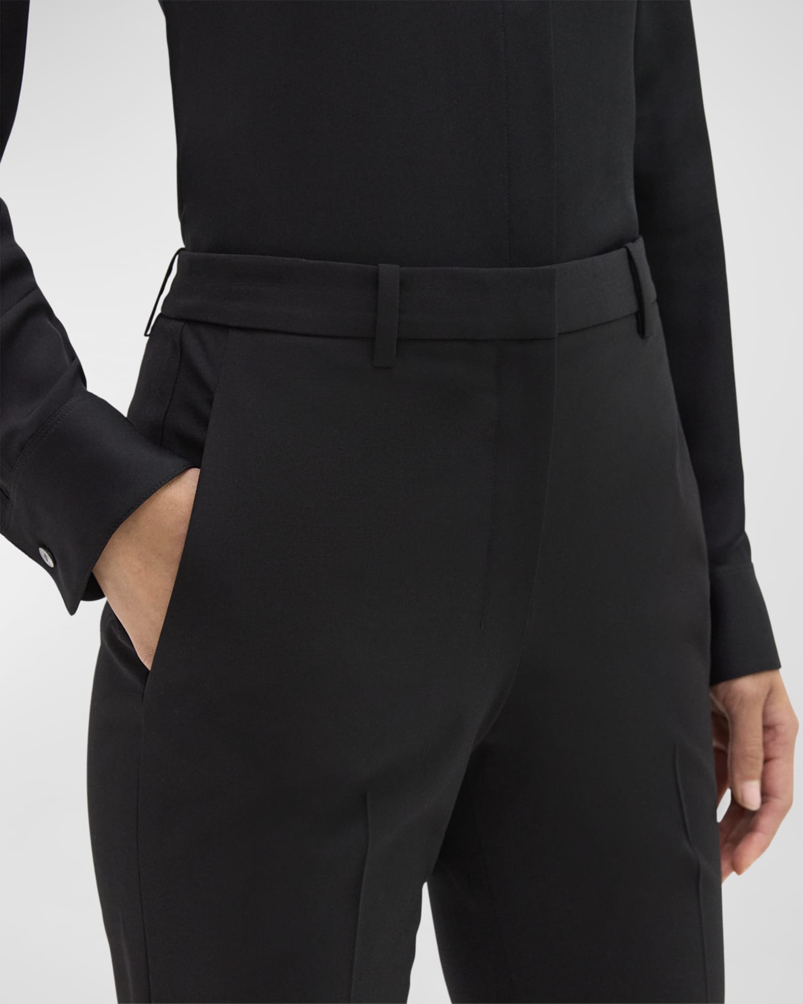 Traceable Wool Slim Straight-Leg Trousers | Neiman Marcus