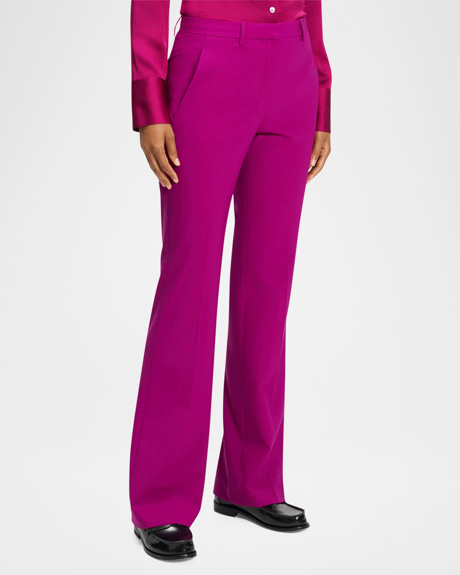 Traceable Wool Slim Straight-Leg Trousers | Neiman Marcus