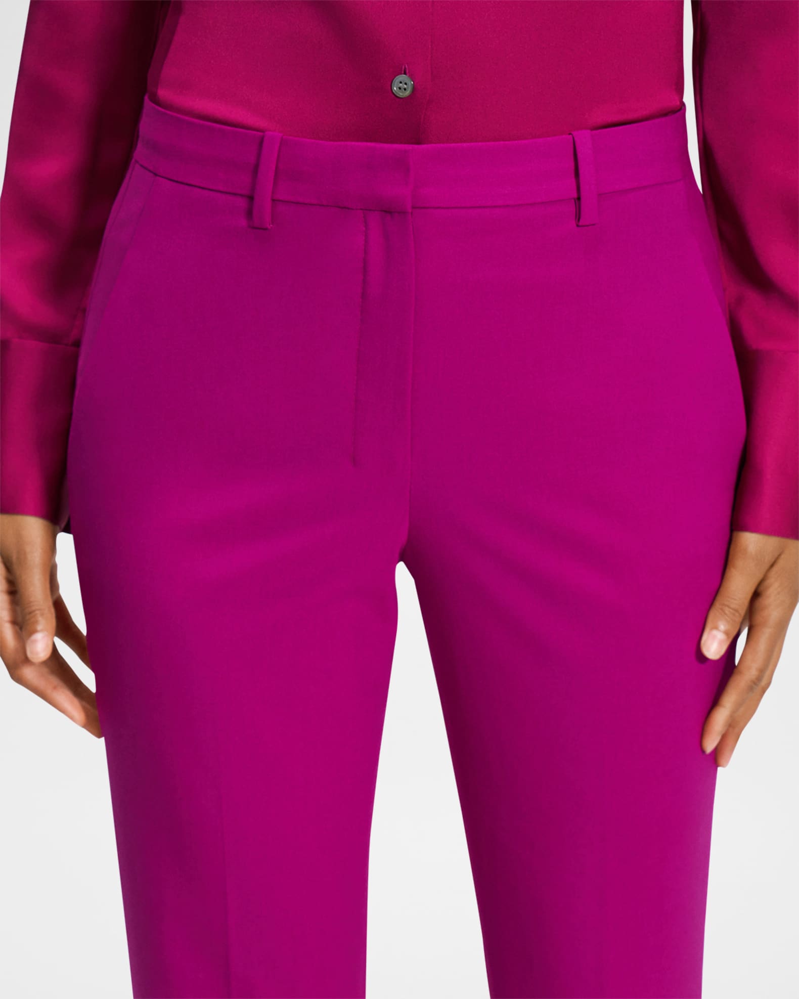 Traceable Wool Slim Straight-Leg Trousers | Neiman Marcus