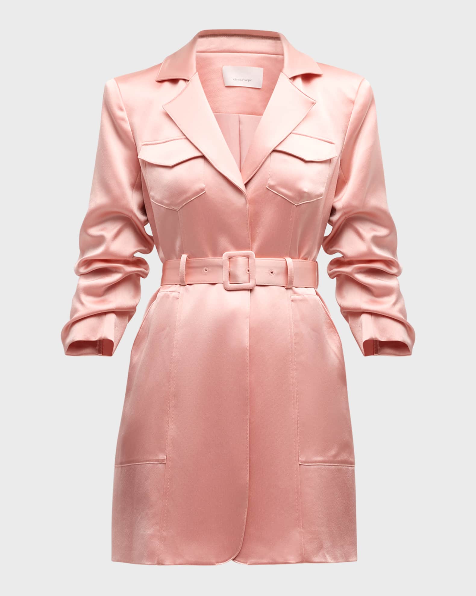 Cinq a Sept Laith Belted Satin Blazer Mini Dress | Neiman Marcus