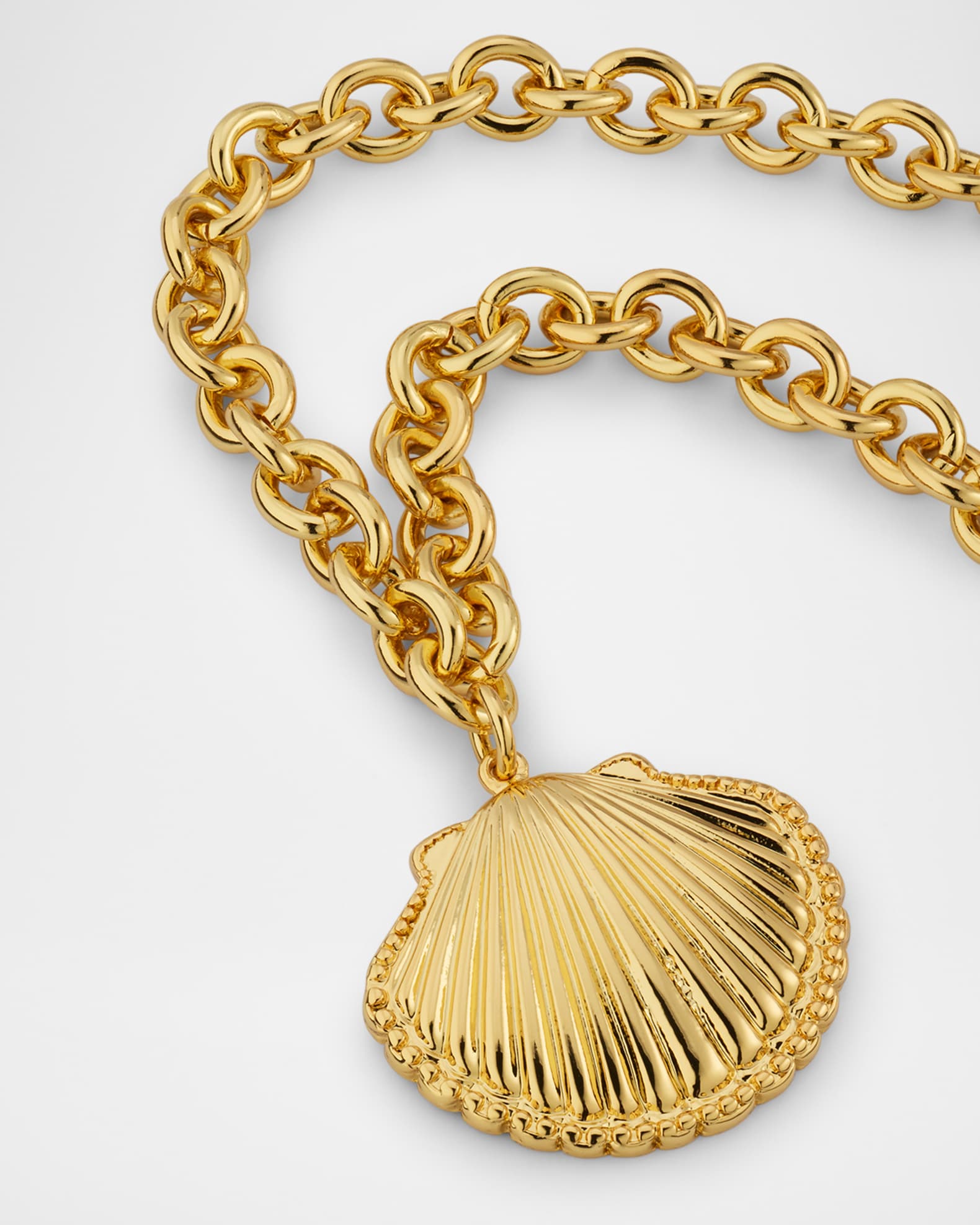 Kenneth Jay Lane Gold-Plated Shell Pendant Necklace | Neiman Marcus