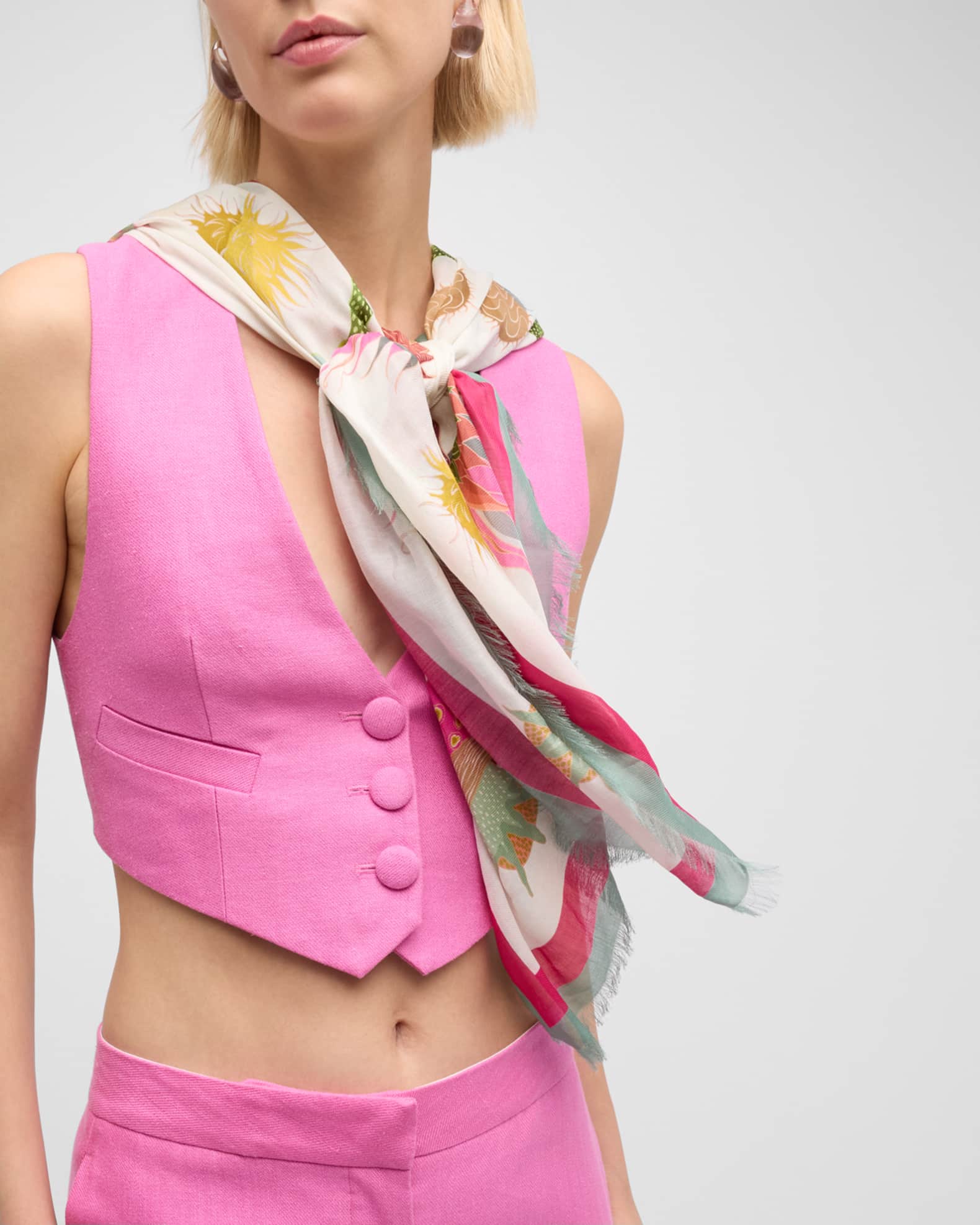 Franco Ferrari Printed Cotton-Silk Square Scarf | Neiman Marcus