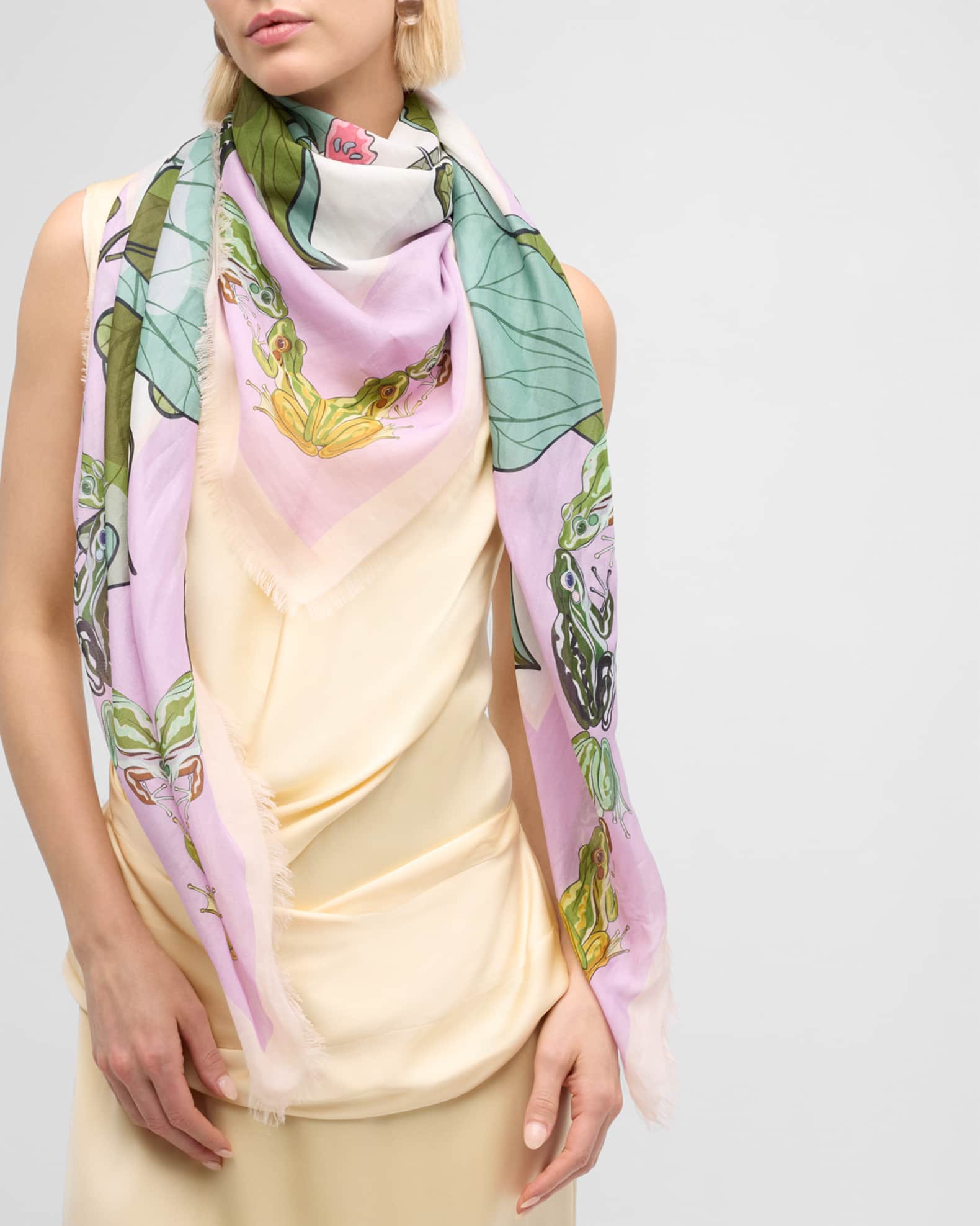 Franco Ferrari Printed Cotton-Silk Square Scarf | Neiman Marcus