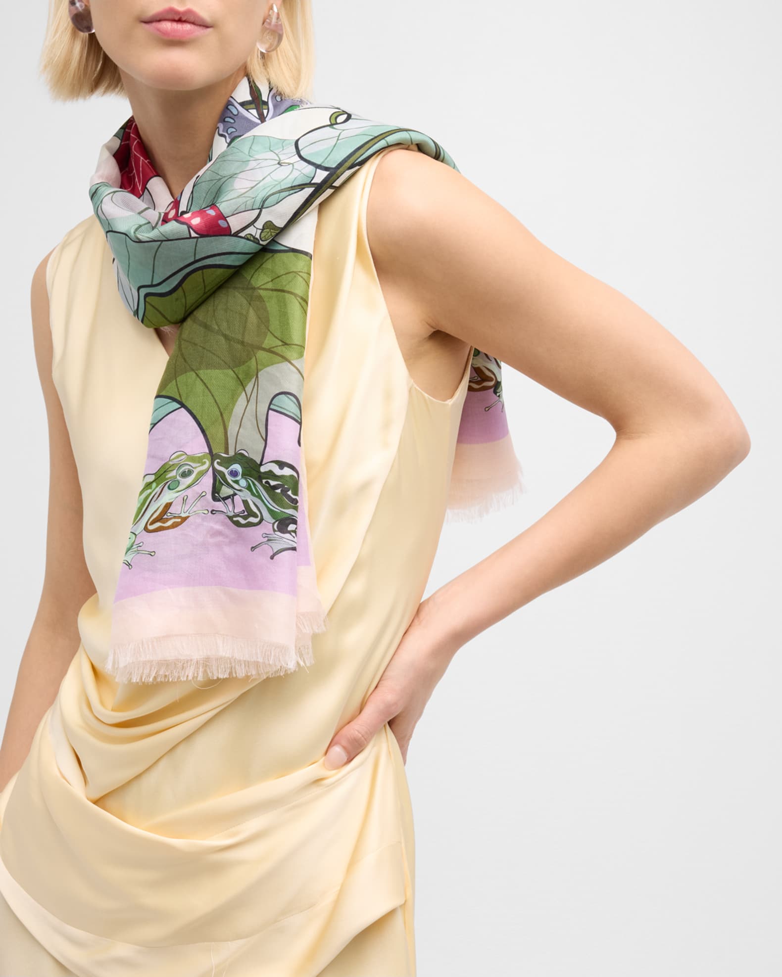 Franco Ferrari Printed Cotton-Silk Square Scarf | Neiman Marcus