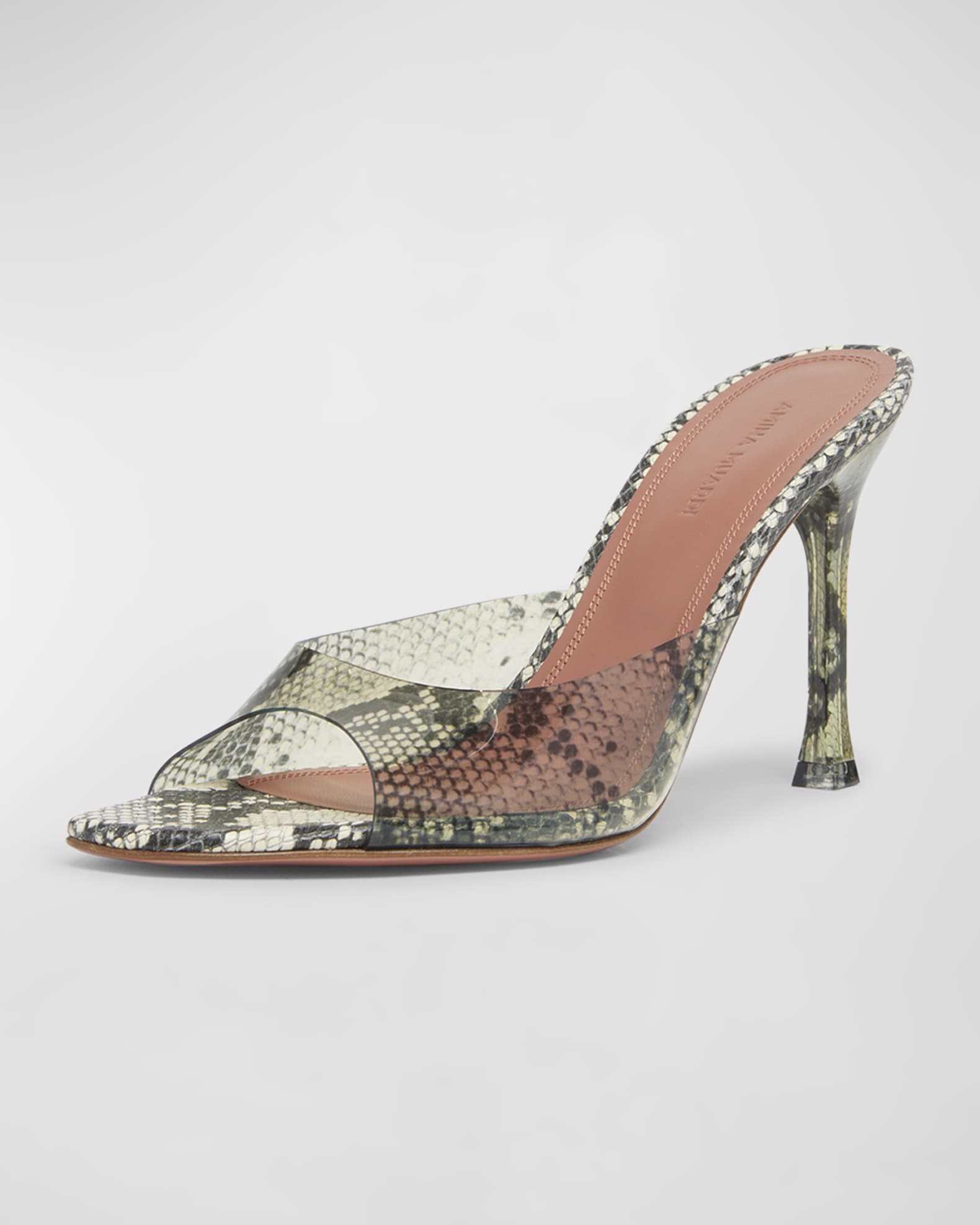 Amina Muaddi Alexa Python-Print PVC Slide Sandals | Neiman Marcus