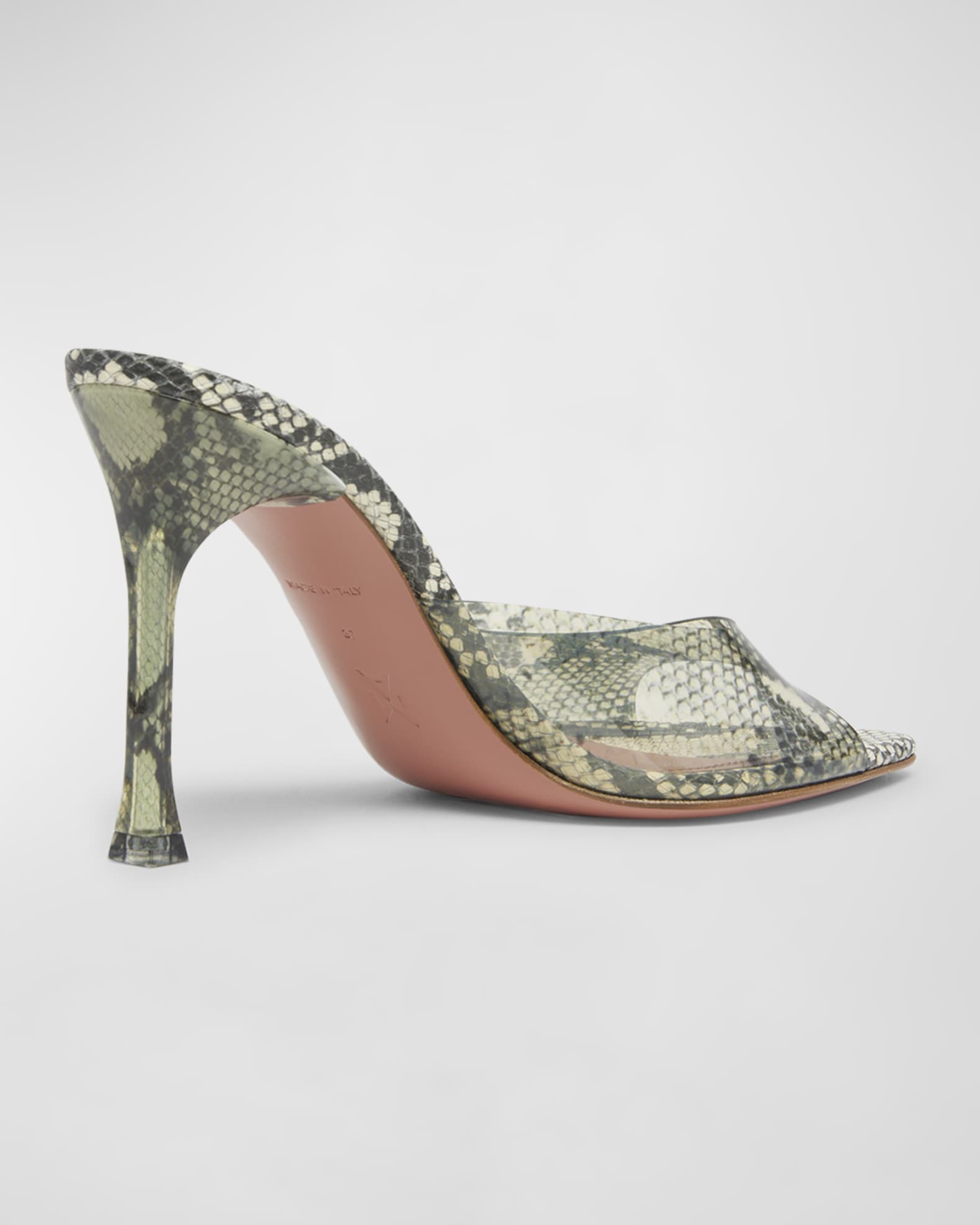 Amina Muaddi Alexa Python-Print PVC Slide Sandals | Neiman Marcus