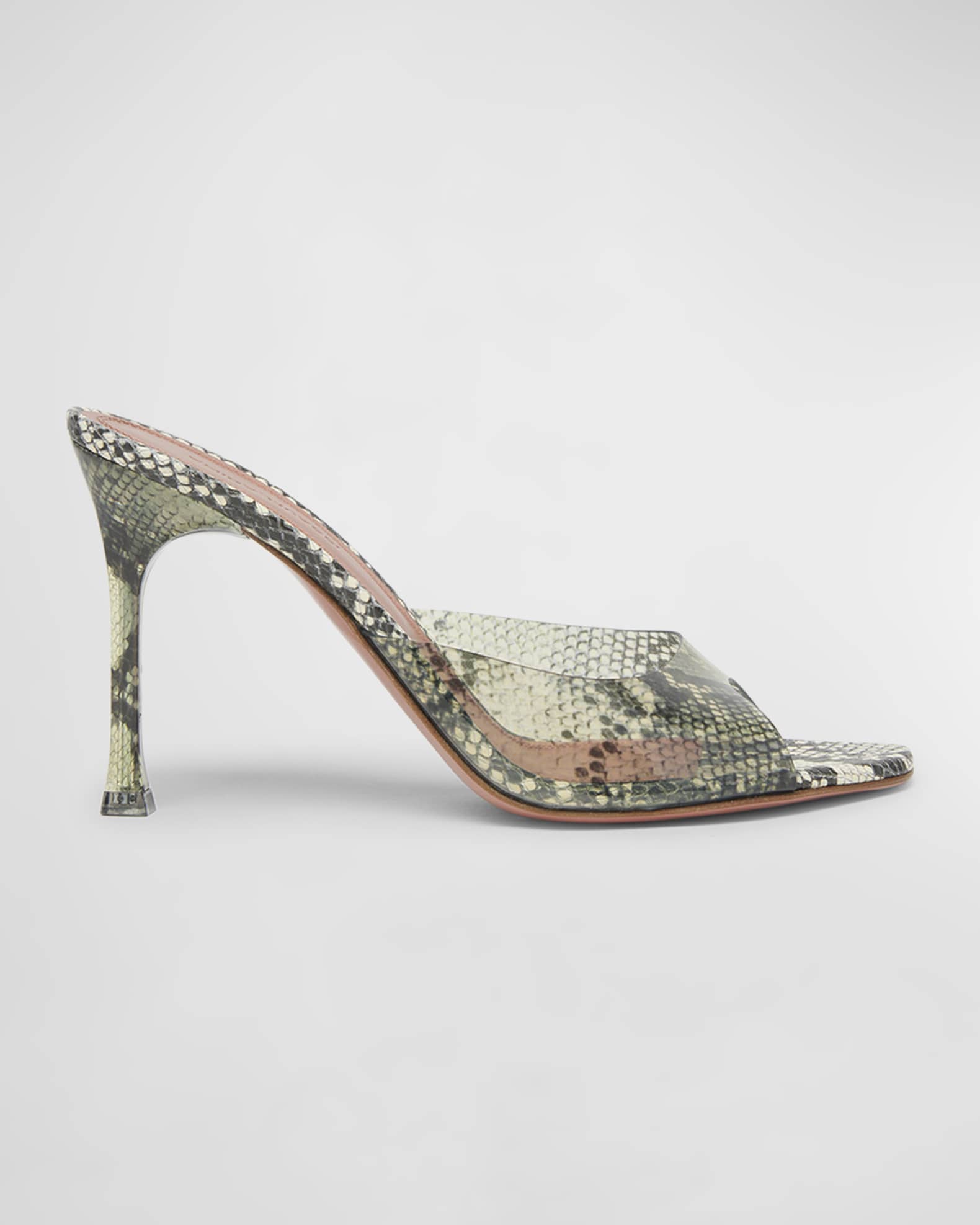 Amina Muaddi Alexa Python-Print PVC Slide Sandals | Neiman Marcus