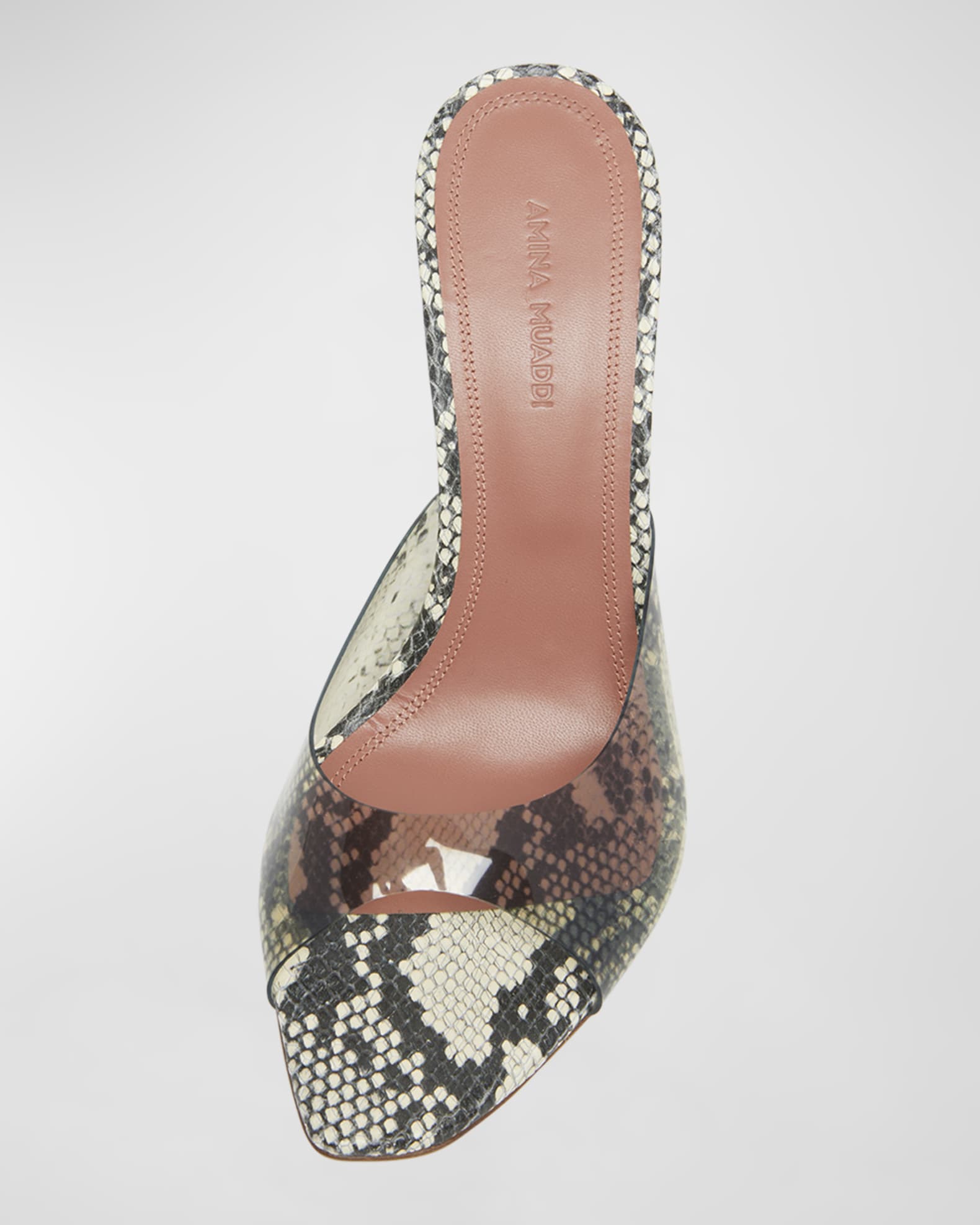 Amina Muaddi Alexa Python-Print PVC Slide Sandals | Neiman Marcus