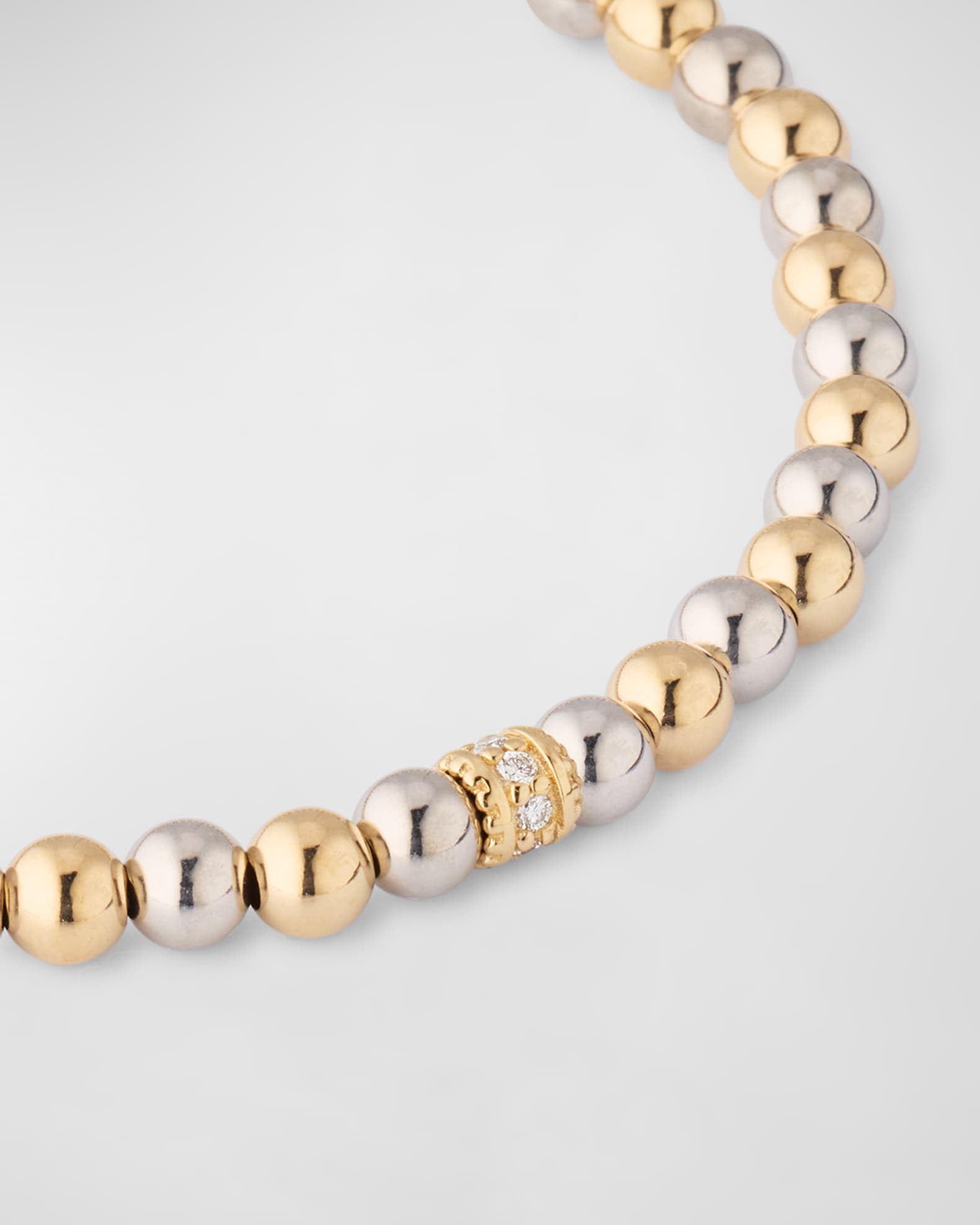 Sydney Evan Diamond Pavé Rondelle on Two-Tone Gold Bead Bracelet ...
