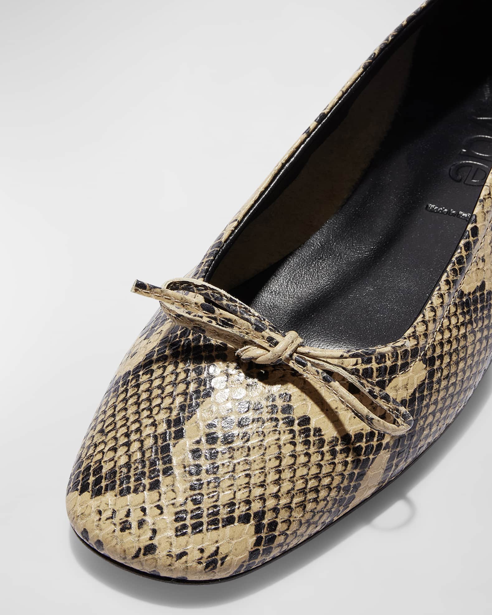 Aeyde Delfina Snake-Embossed Bow Ballerina Flats | Neiman Marcus