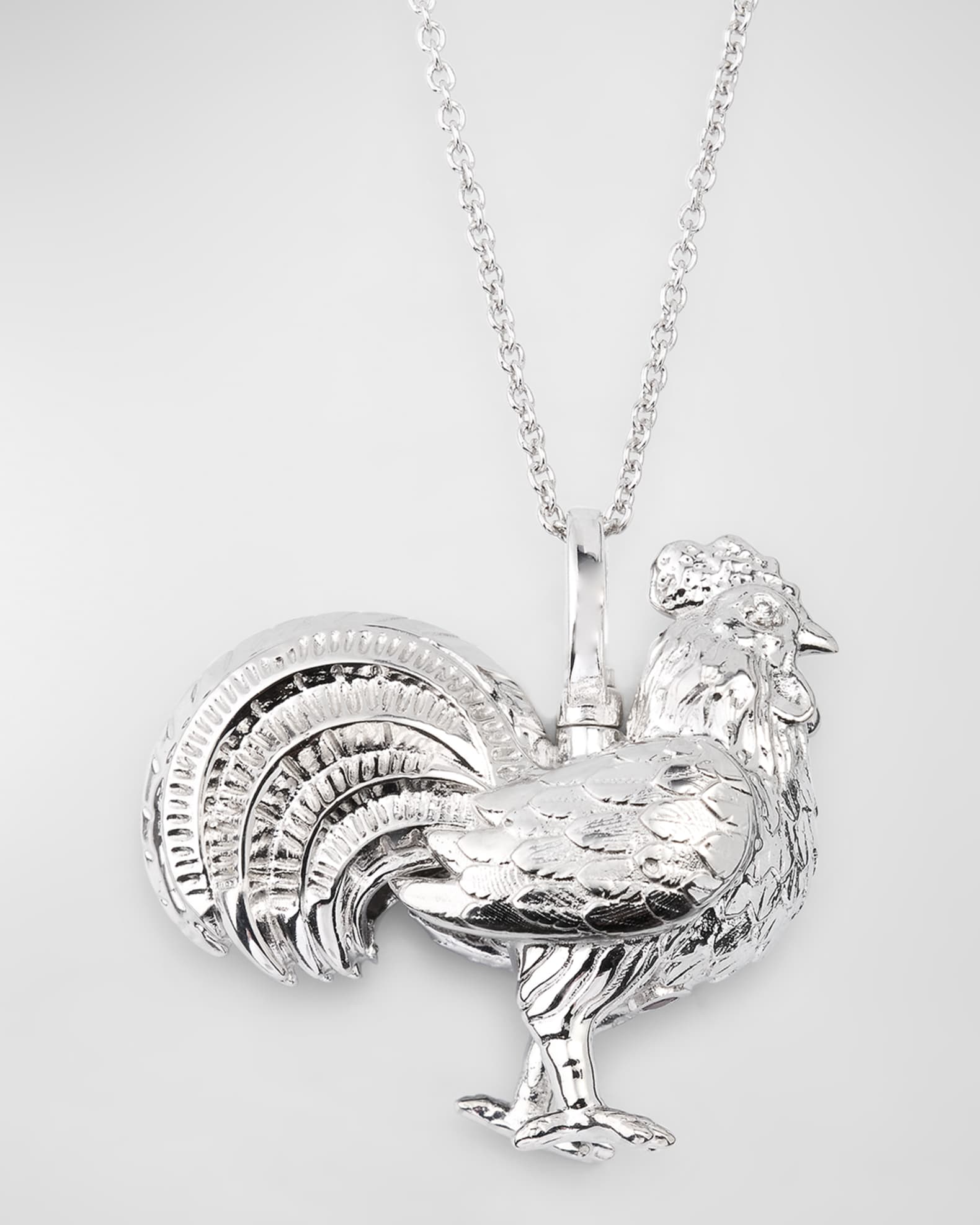 Roberto Coin 18K White Gold Tiny Treasures Diamond Rooster Pendant ...