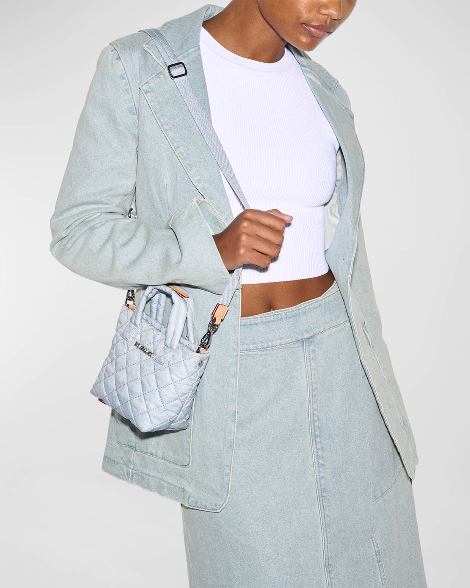 MZ WALLACE Metro Deluxe Petite Denim Tote Bag | Neiman Marcus