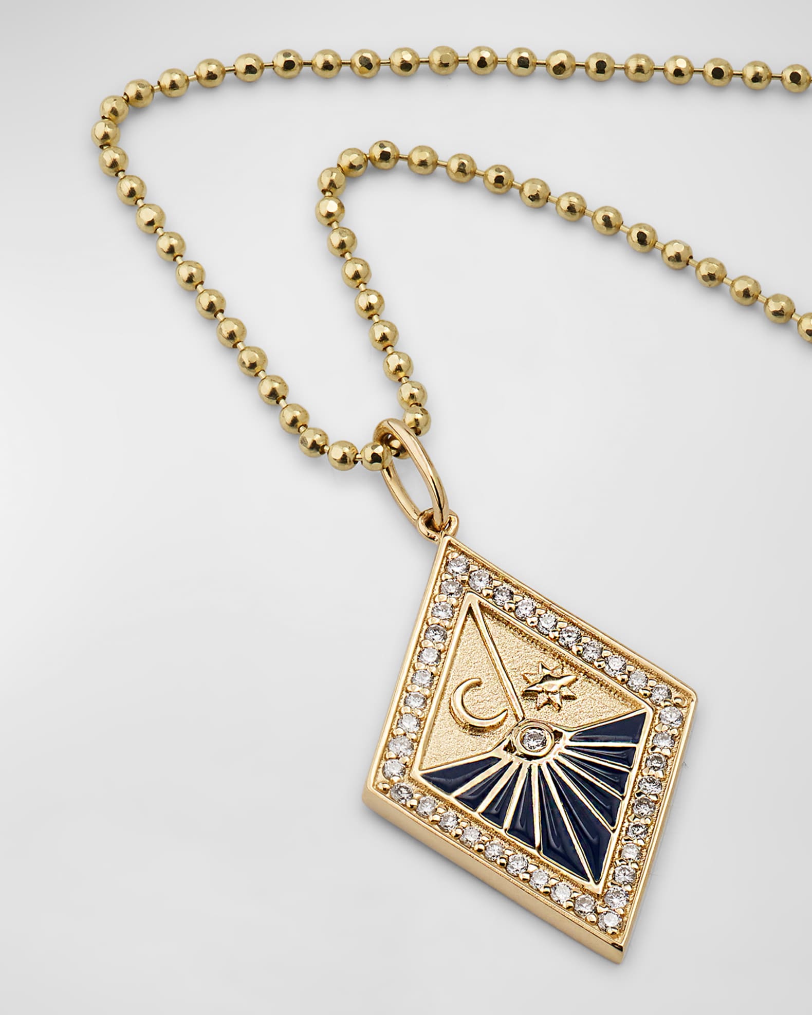 Sydney Evan Enamel and Diamond Sundial Medallion Charm Necklace ...