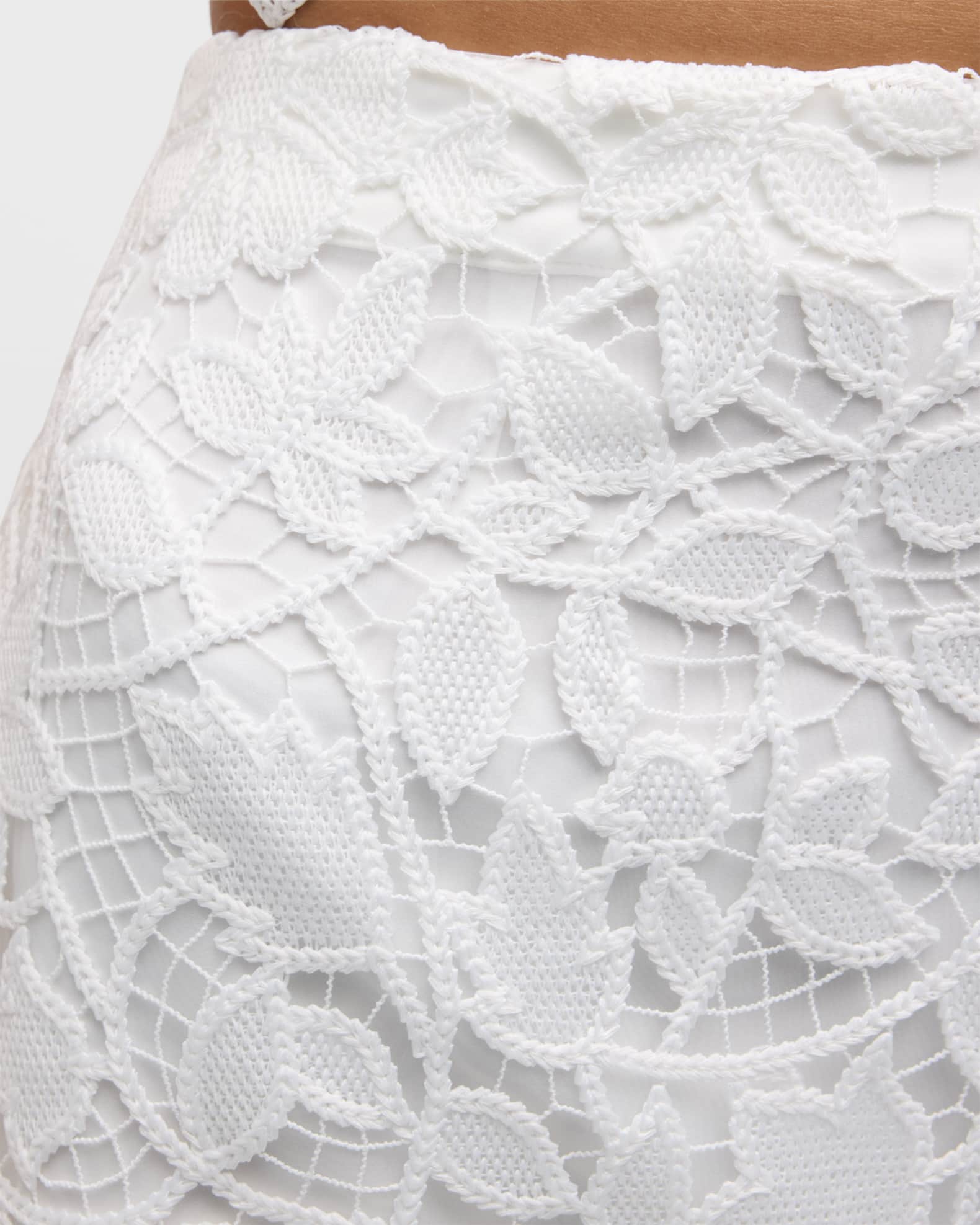 Milly Carreen Straight Floral Lace Midi Skirt | Neiman Marcus