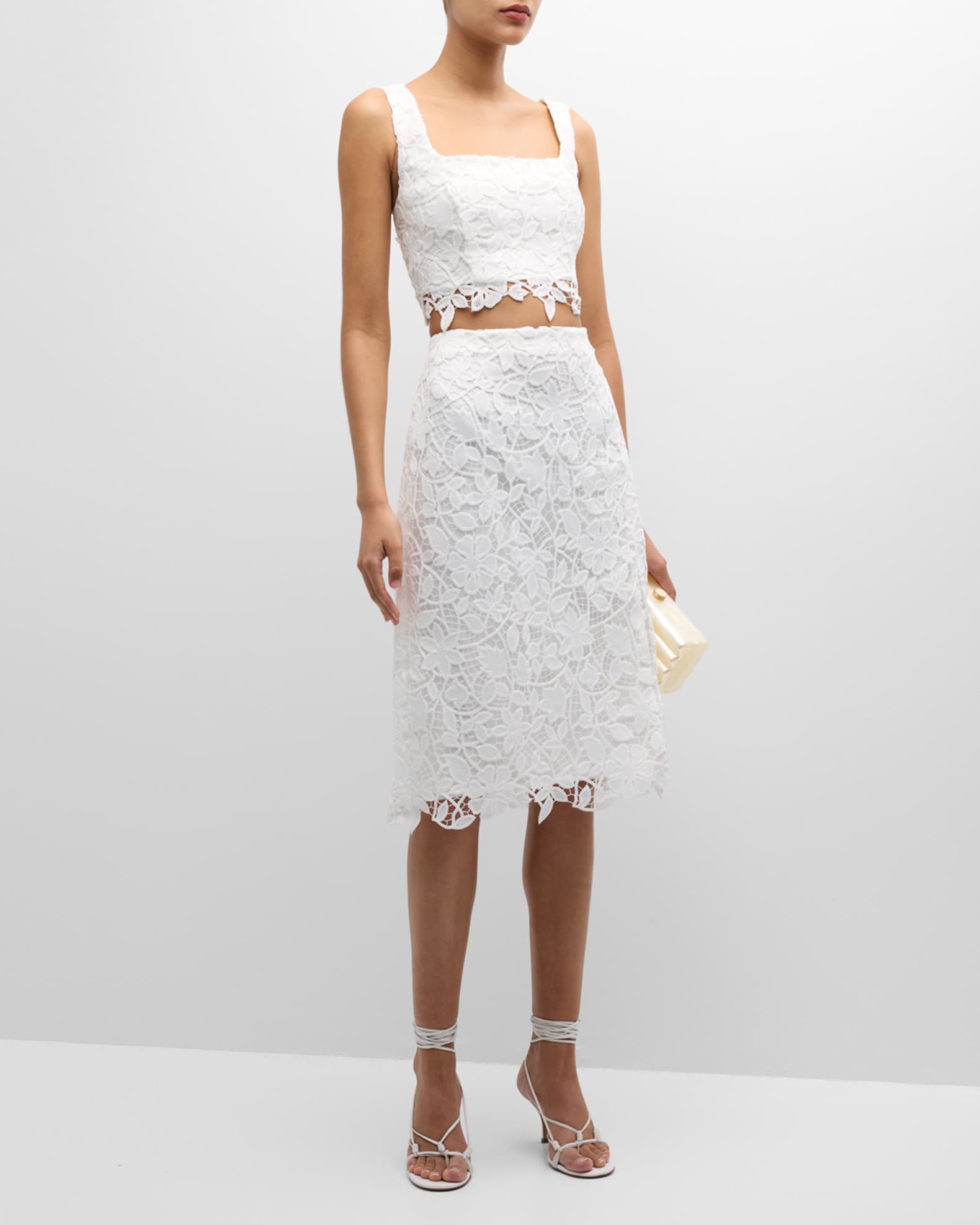 Milly Chay Floral Lace Crop Top | Neiman Marcus